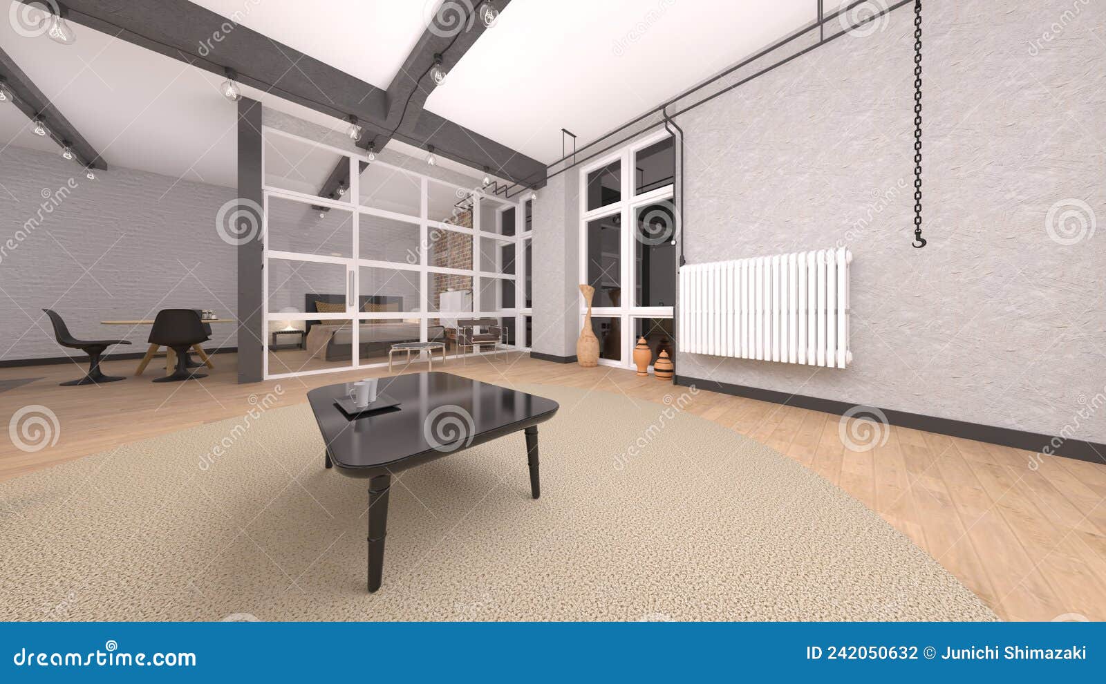 3D Rendering of the Narrow Studio Stock Illustration - Illustration of ...