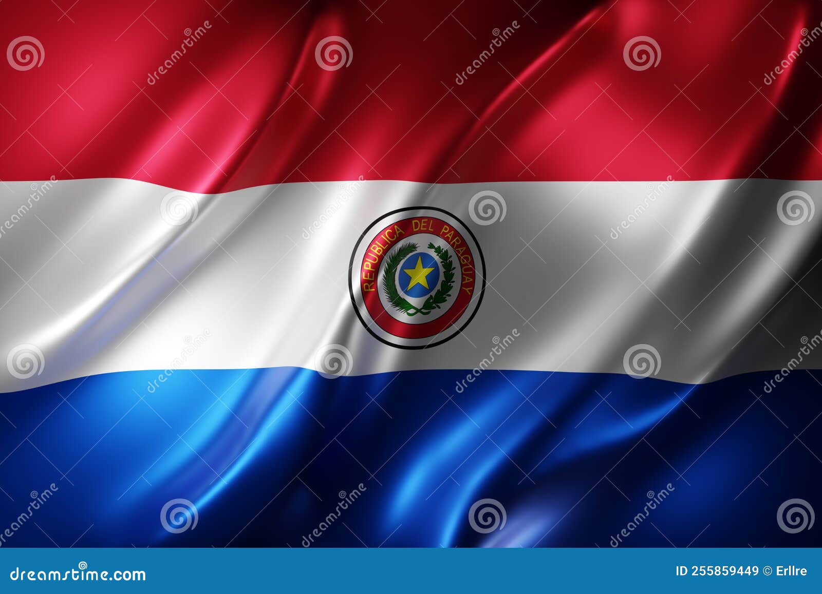 Paraguay 3d flag stock illustration. Illustration of emblem - 255859449