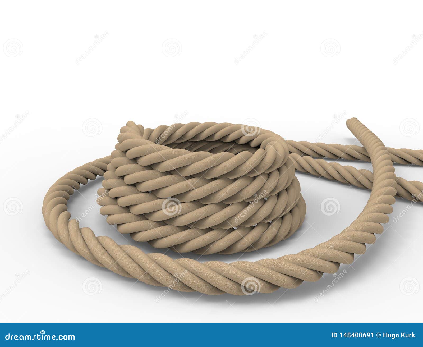 3D Rendering of a Nautical Rope on White Background. Stock Illustration ...