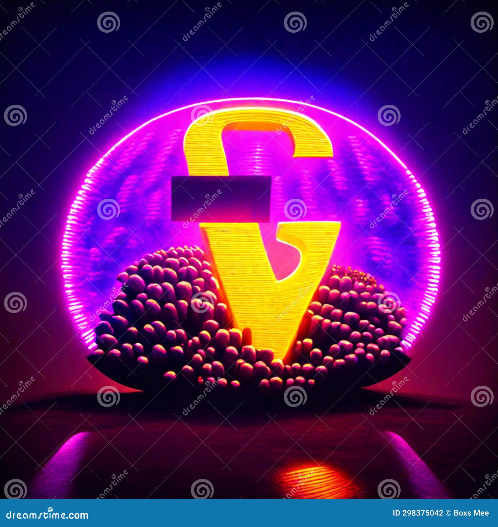 A 3d Rendering of a Neon Sign with a Lock on a Sphere AI Generated ...