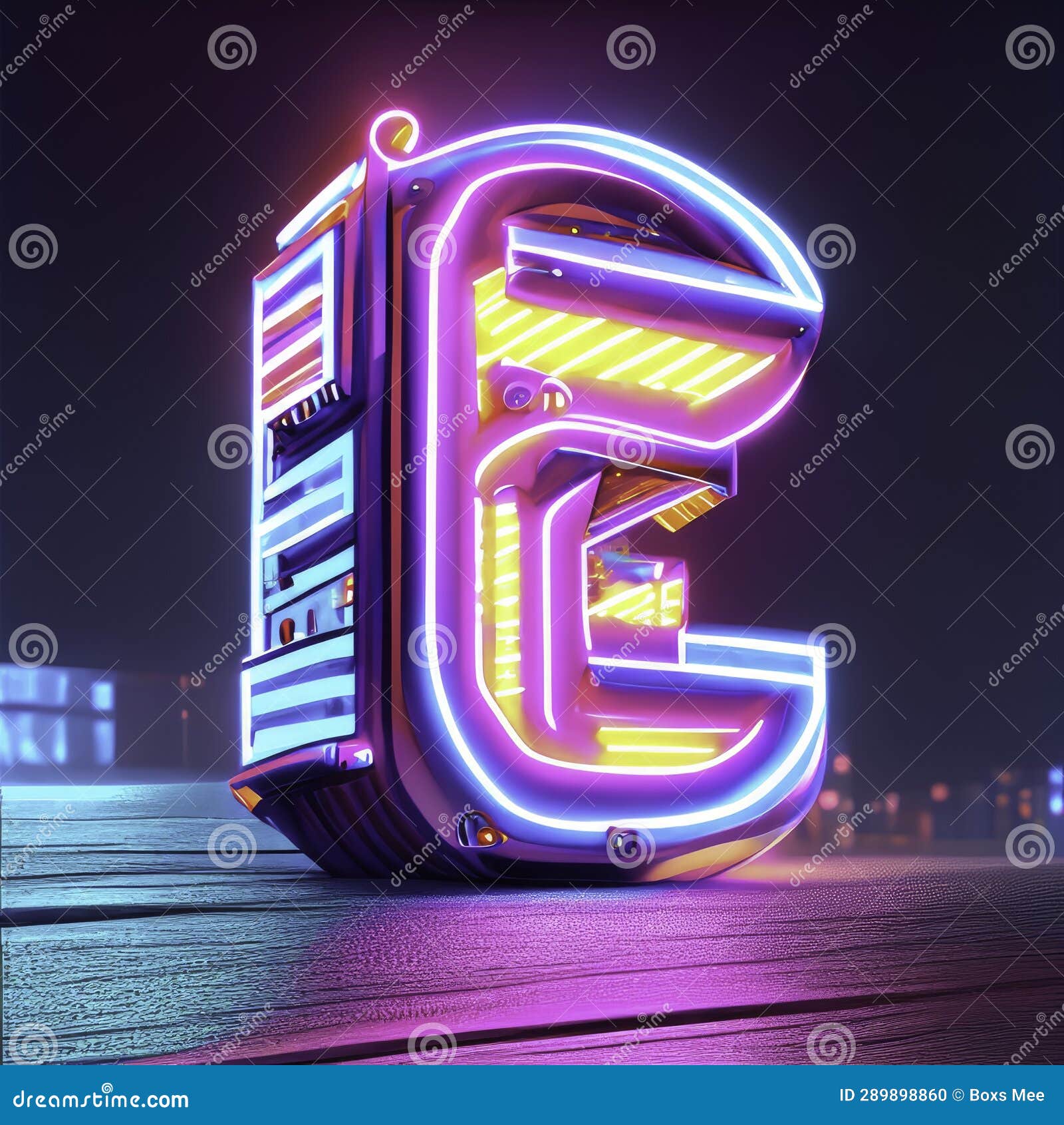 3D Rendering of a Neon Sign in the Shape of a Letter E Generative AI ...