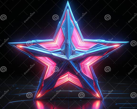 3d Rendering of a Neon Star on a Black Background Stock Illustration ...