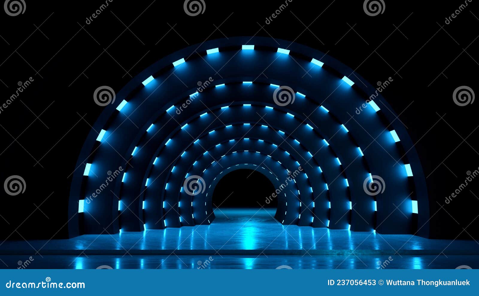 3D Rendering of an Neon Tunnel Overlaying Stock Illustration ...