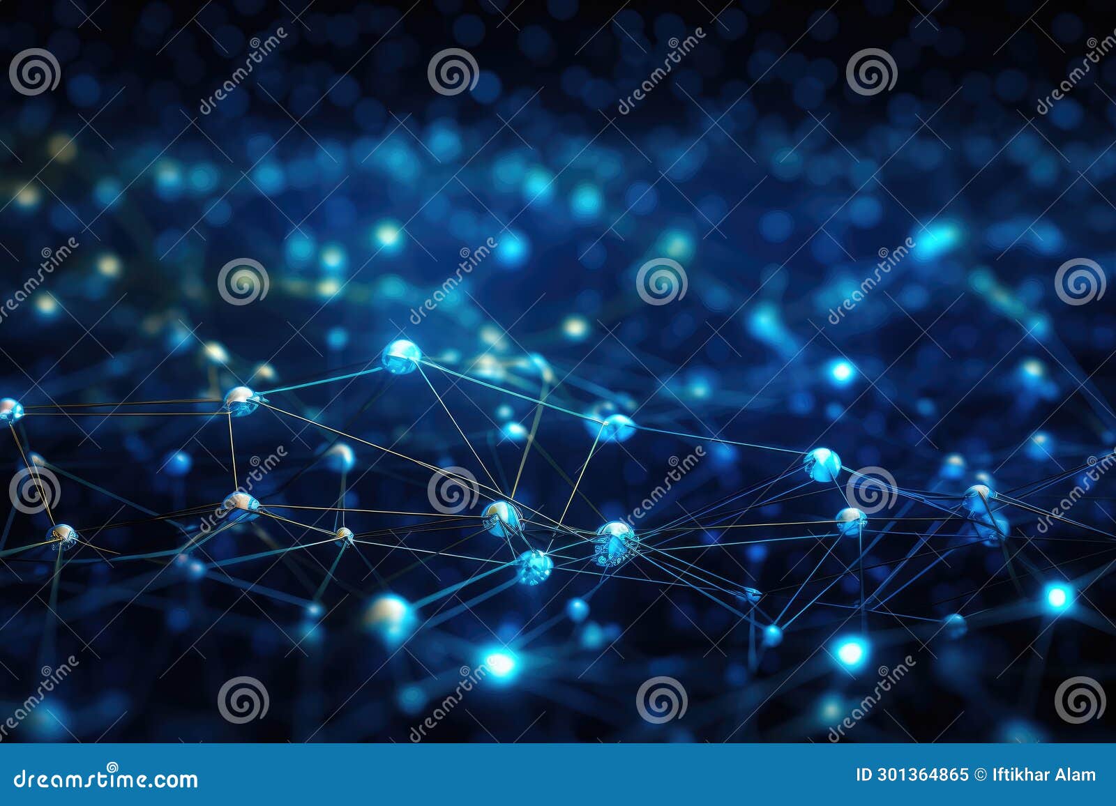 3D Rendering of a Network of Connections on a Dark Blue Background, an ...
