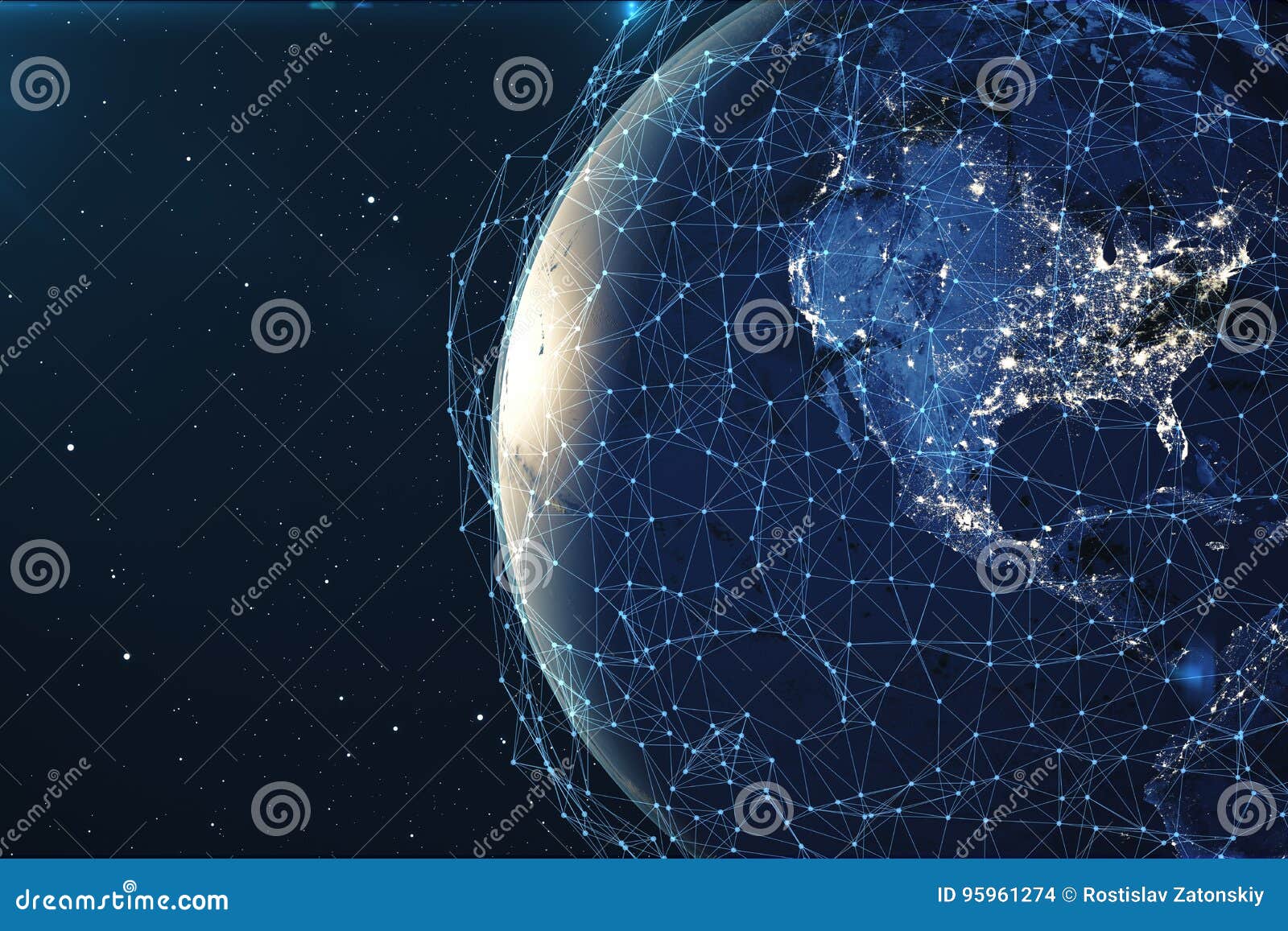 3D Rendering Network And Data Exchange Over Planet Earth In Space ...