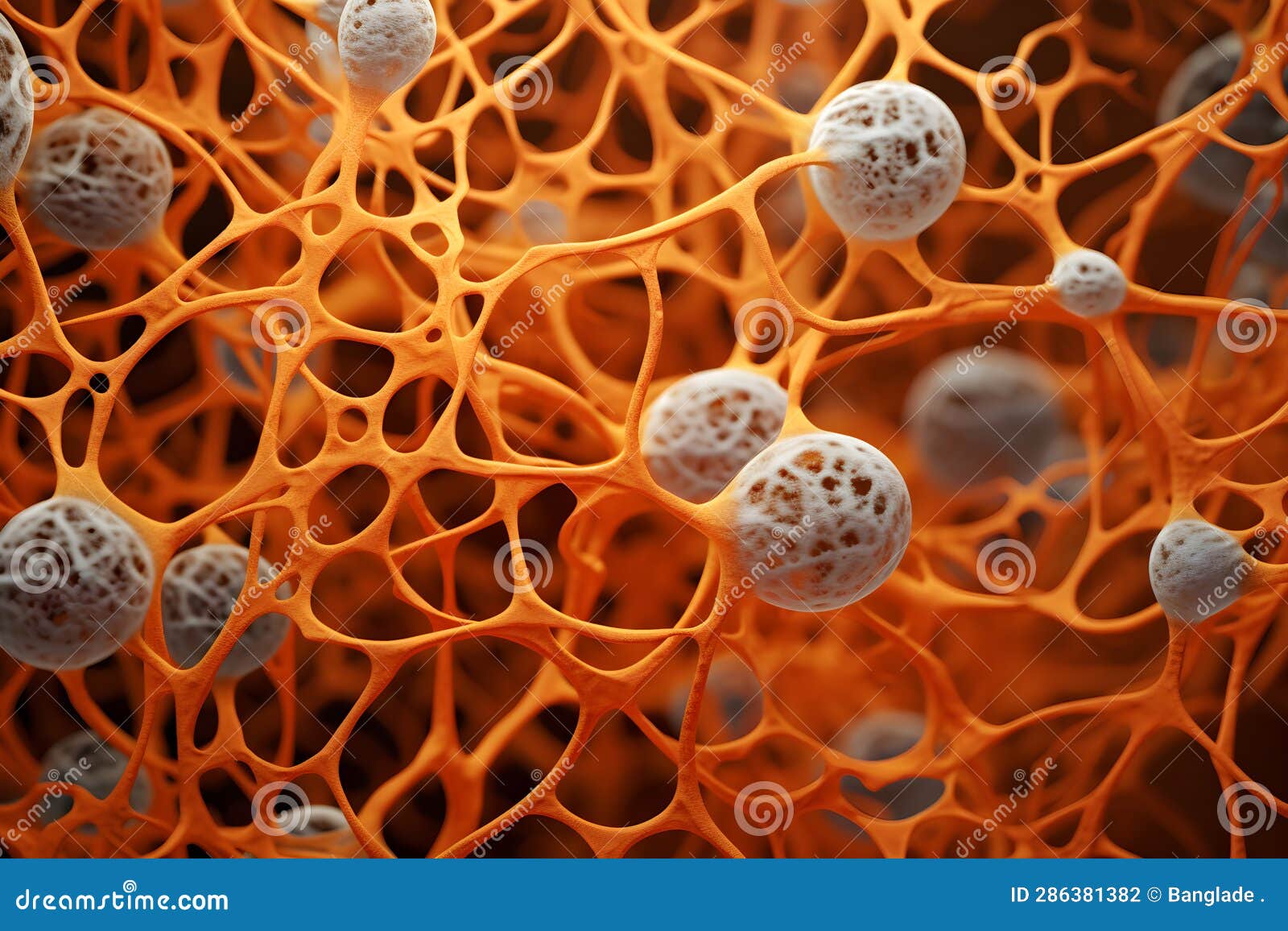 3d Rendering of Neuron Cell in Orange Color, Abstract Background ...
