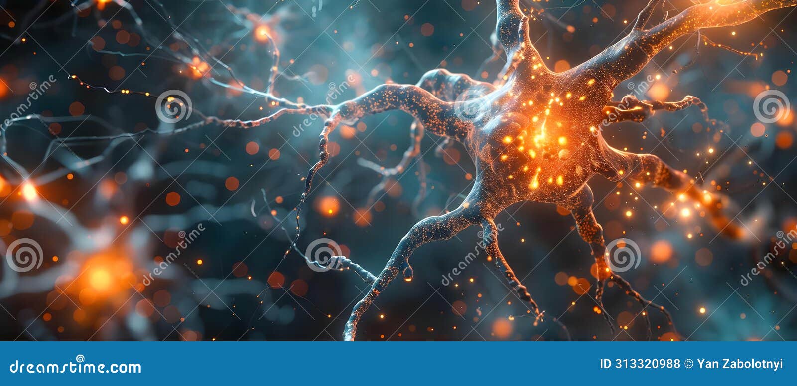 3D Rendering of a Neuron Synapse Deconstructing Representing ...