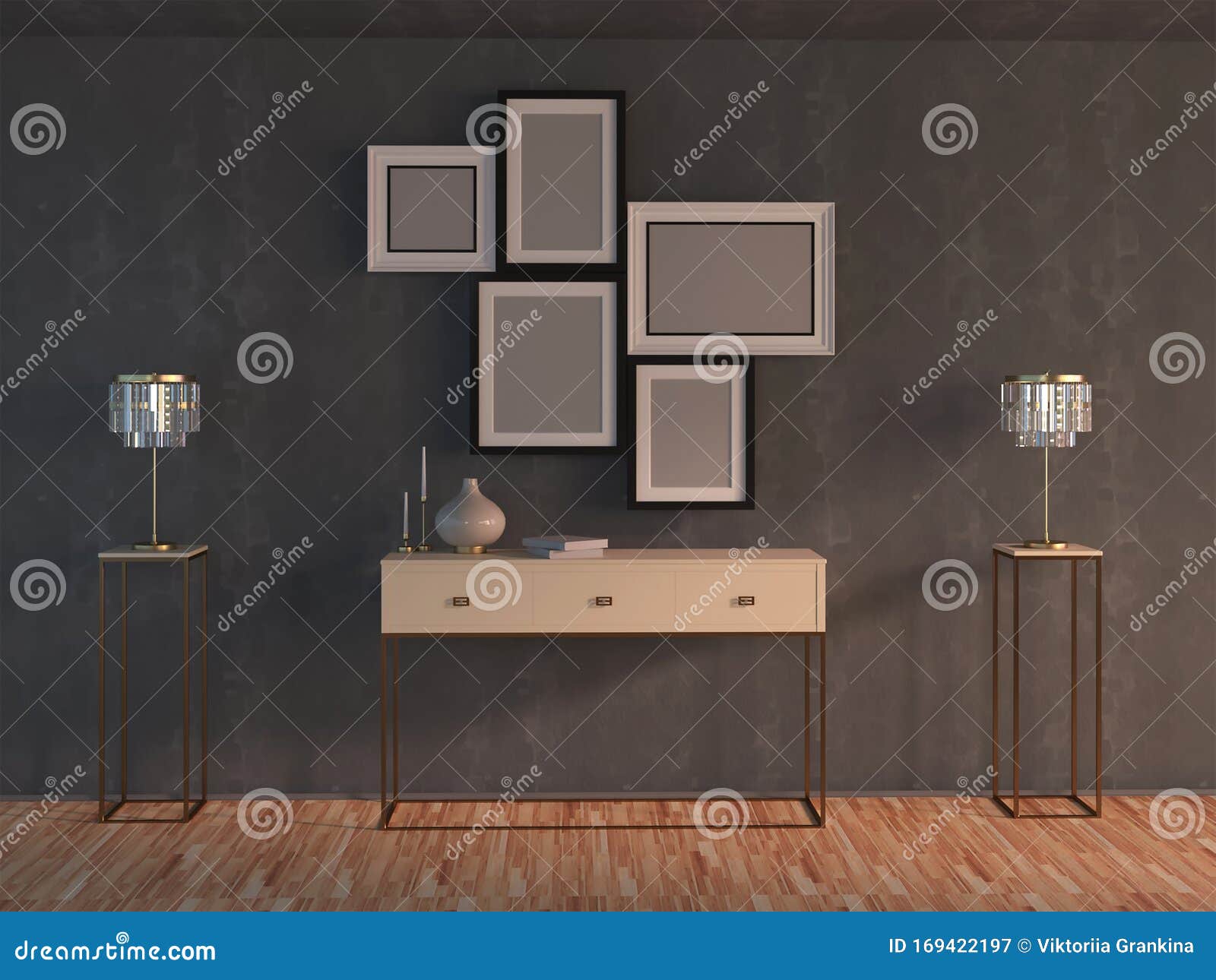 3d Rendering of New Interior Design with Mock Up Idea Patterns Stock ...