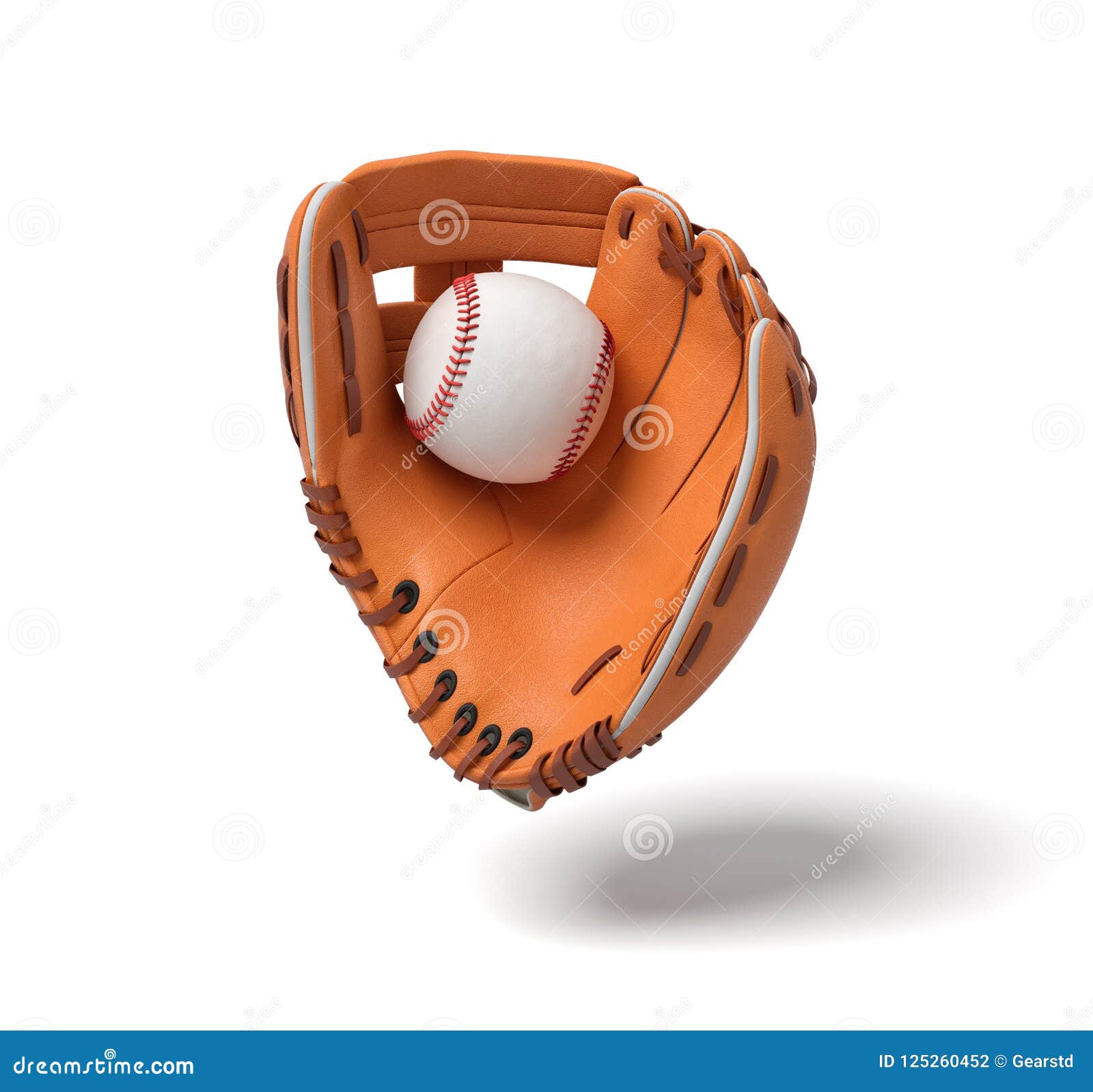 3d Rendering of a New Orange Baseball Mitt Hanging on the White ...