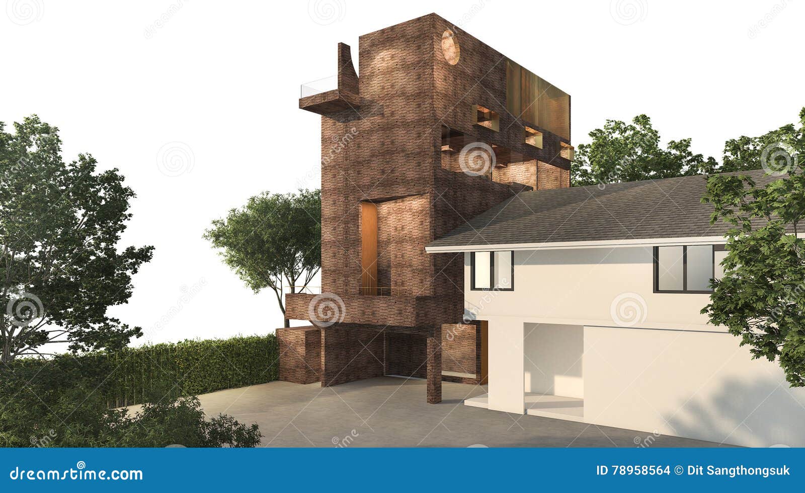 3d Rendering Nice Brick Building with Geometry Design Building with ...