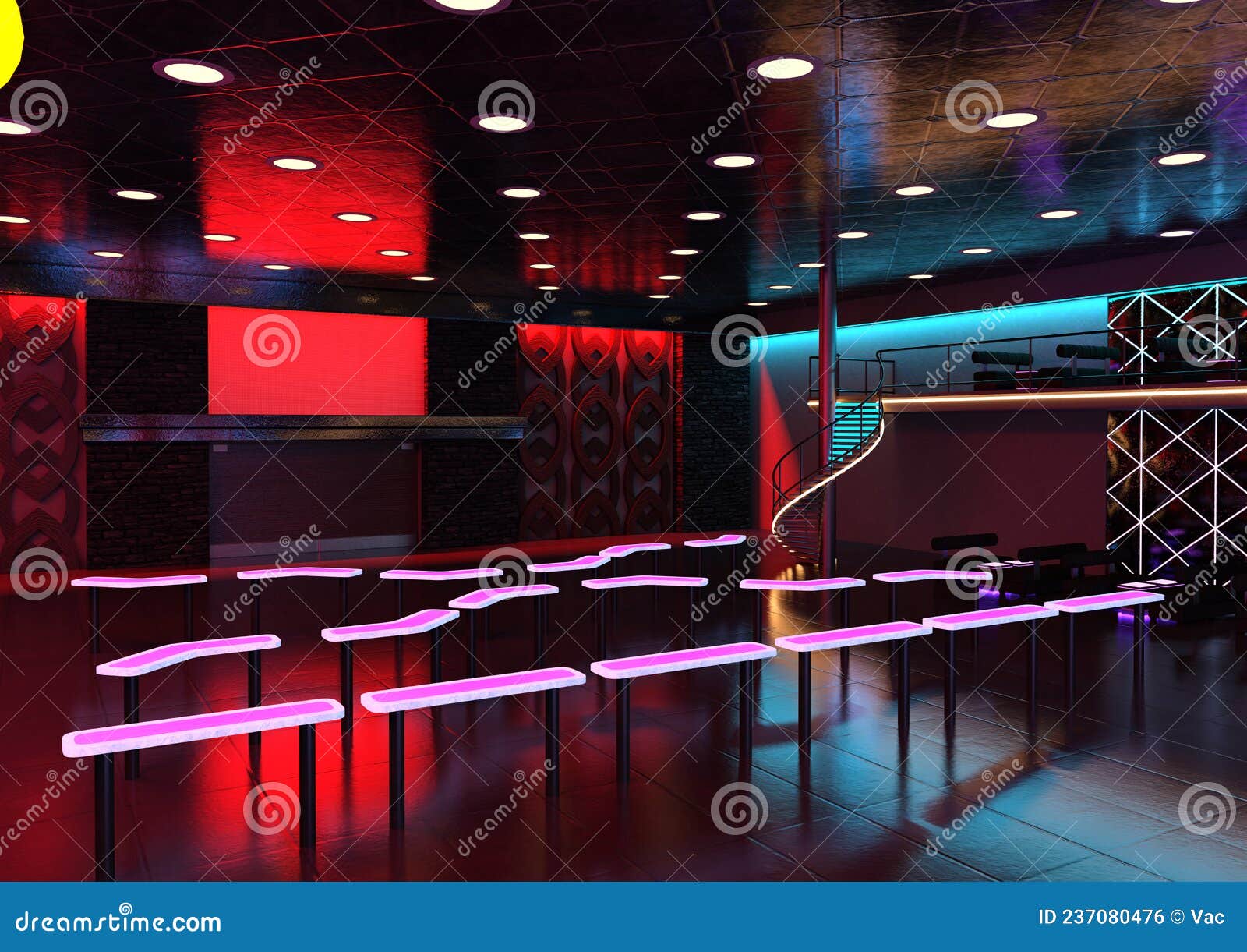 3D Rendering Nightclub stock illustration. Illustration of neon - 237080476