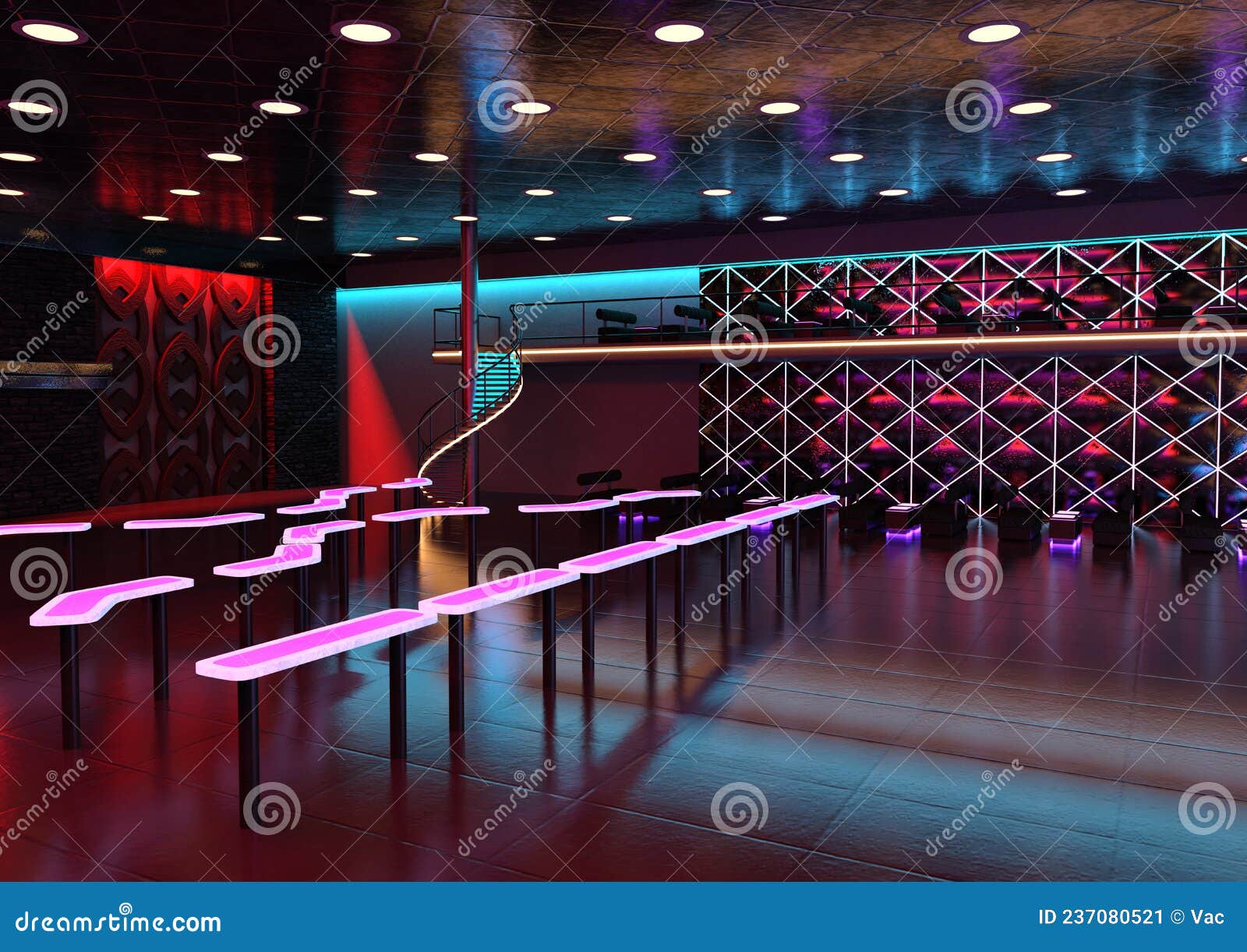 3D Rendering Nightclub stock illustration. Illustration of glowing ...