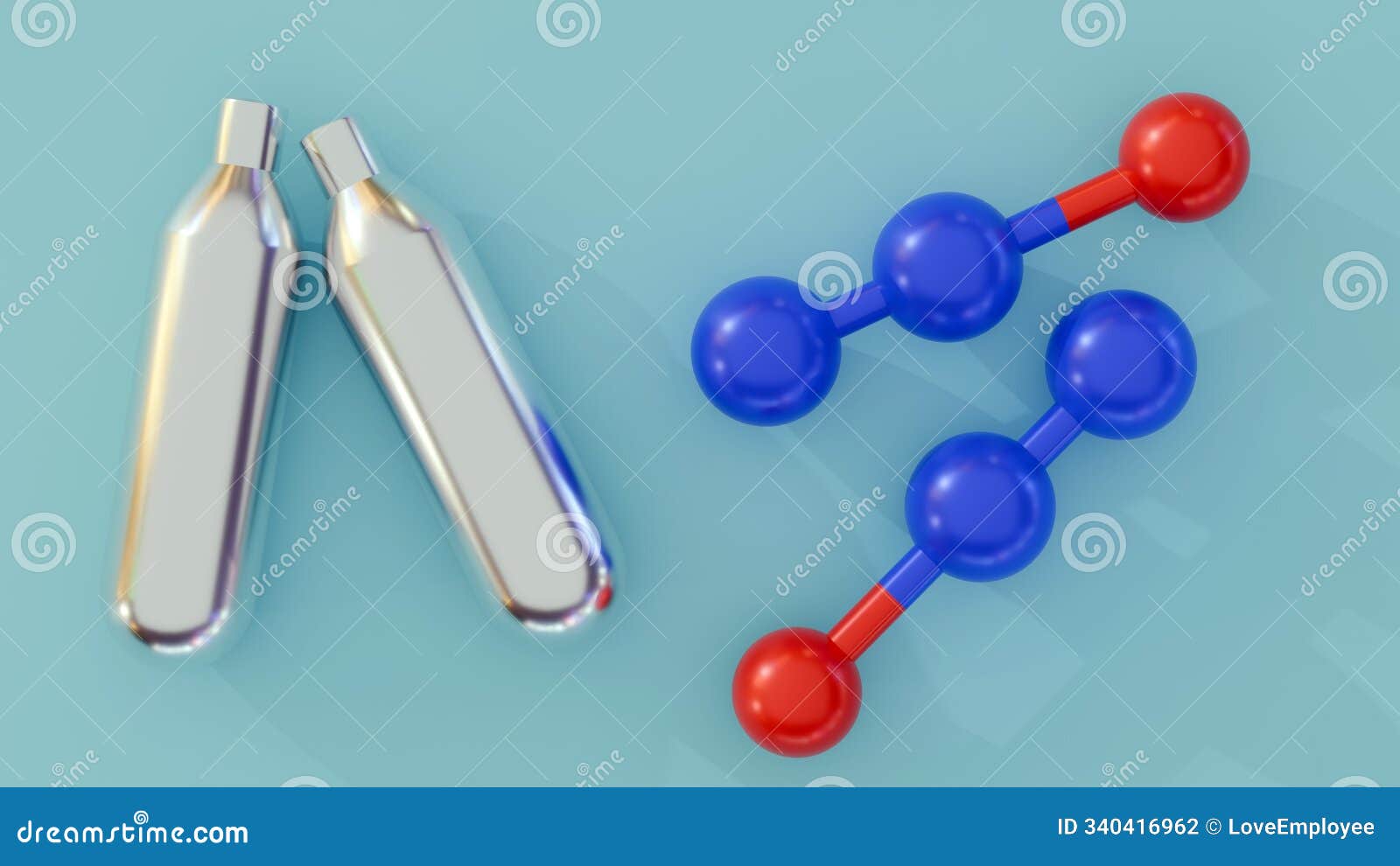 3d Rendering of Nitrous Oxide (N2O) Molecules and Whippets Stock ...