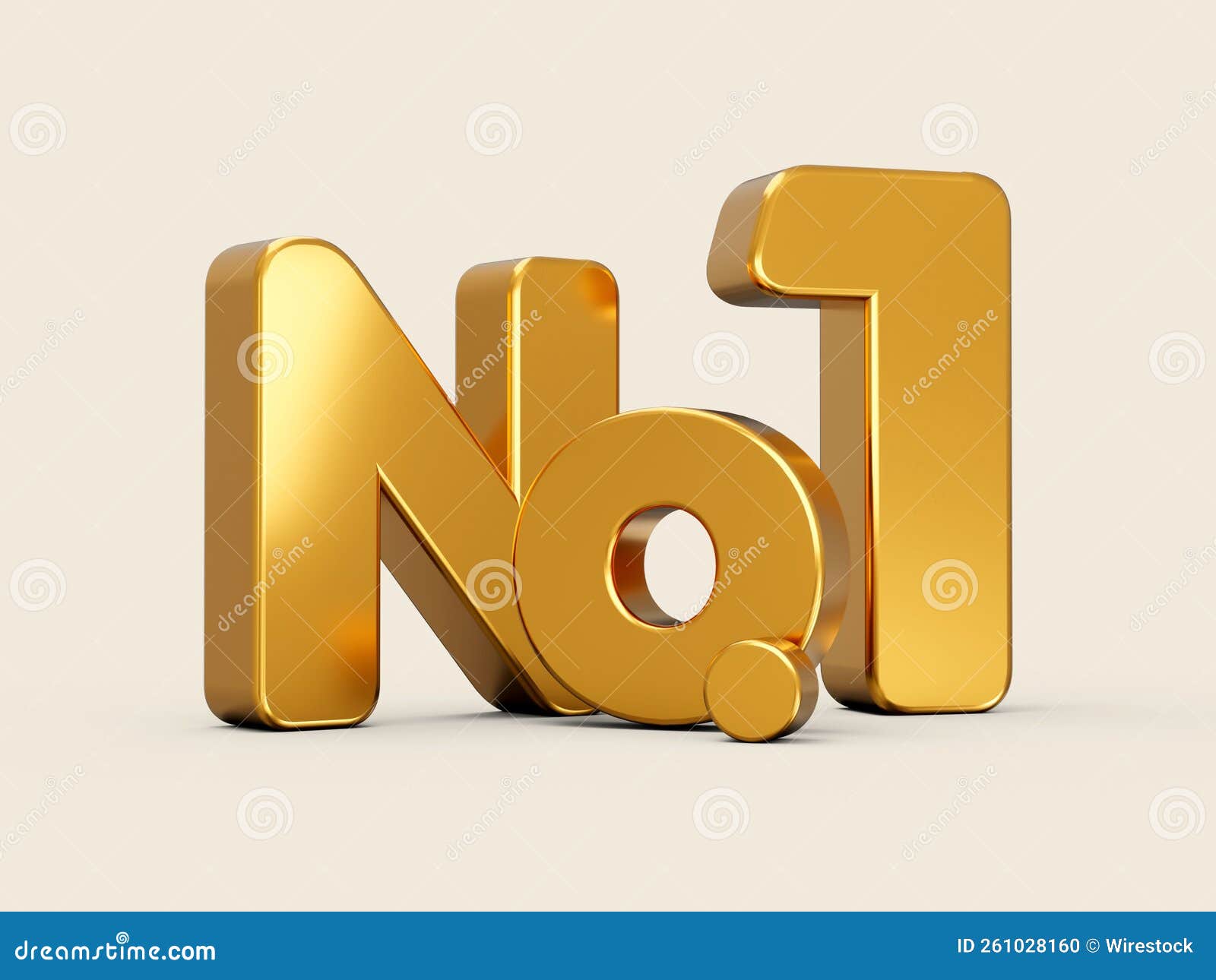 3D Rendering of a "No.1" Golden Sign Isolated on an Empty Beige ...