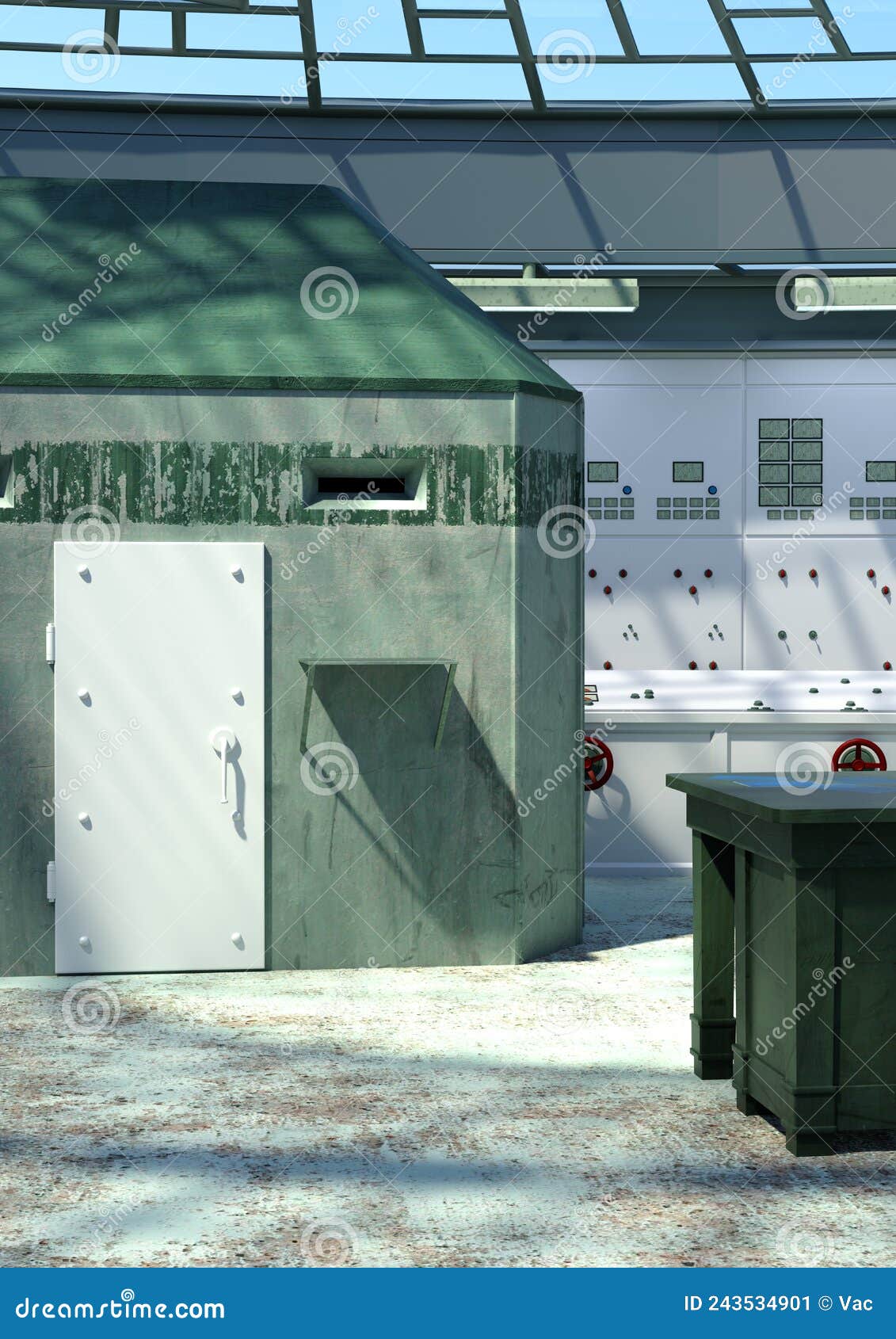 3D Rendering Nuclear Power Plant Control Room Stock Illustration ...