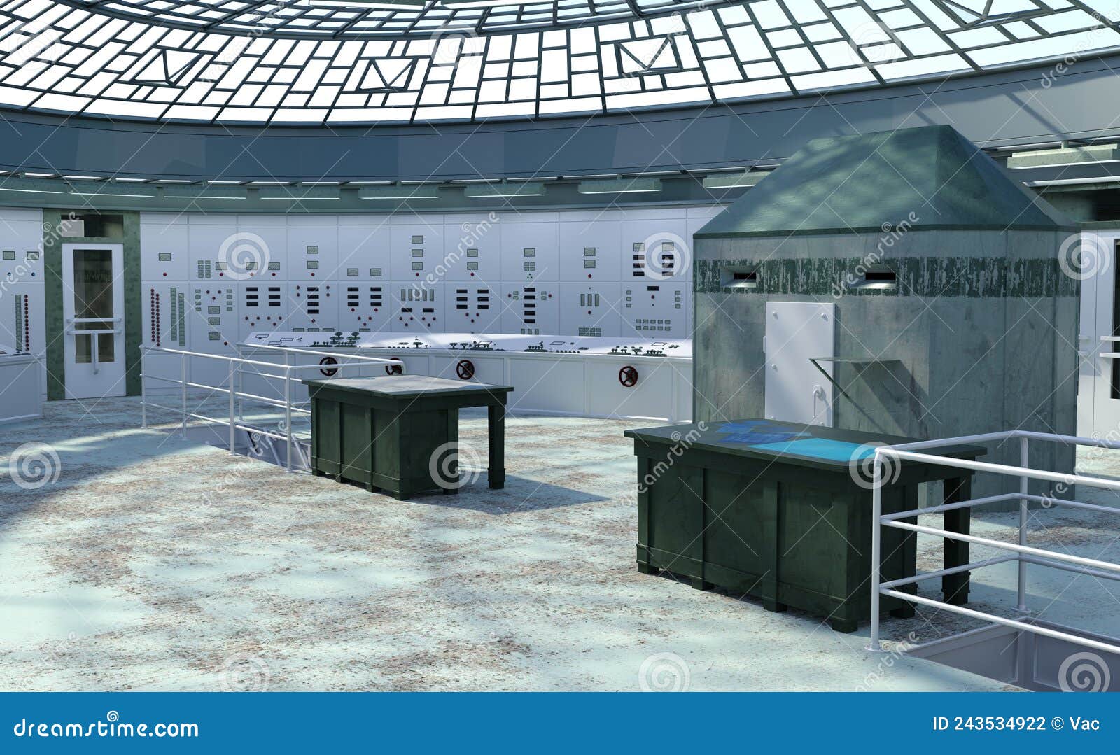 3D Rendering Nuclear Power Plant Control Room Stock Illustration ...