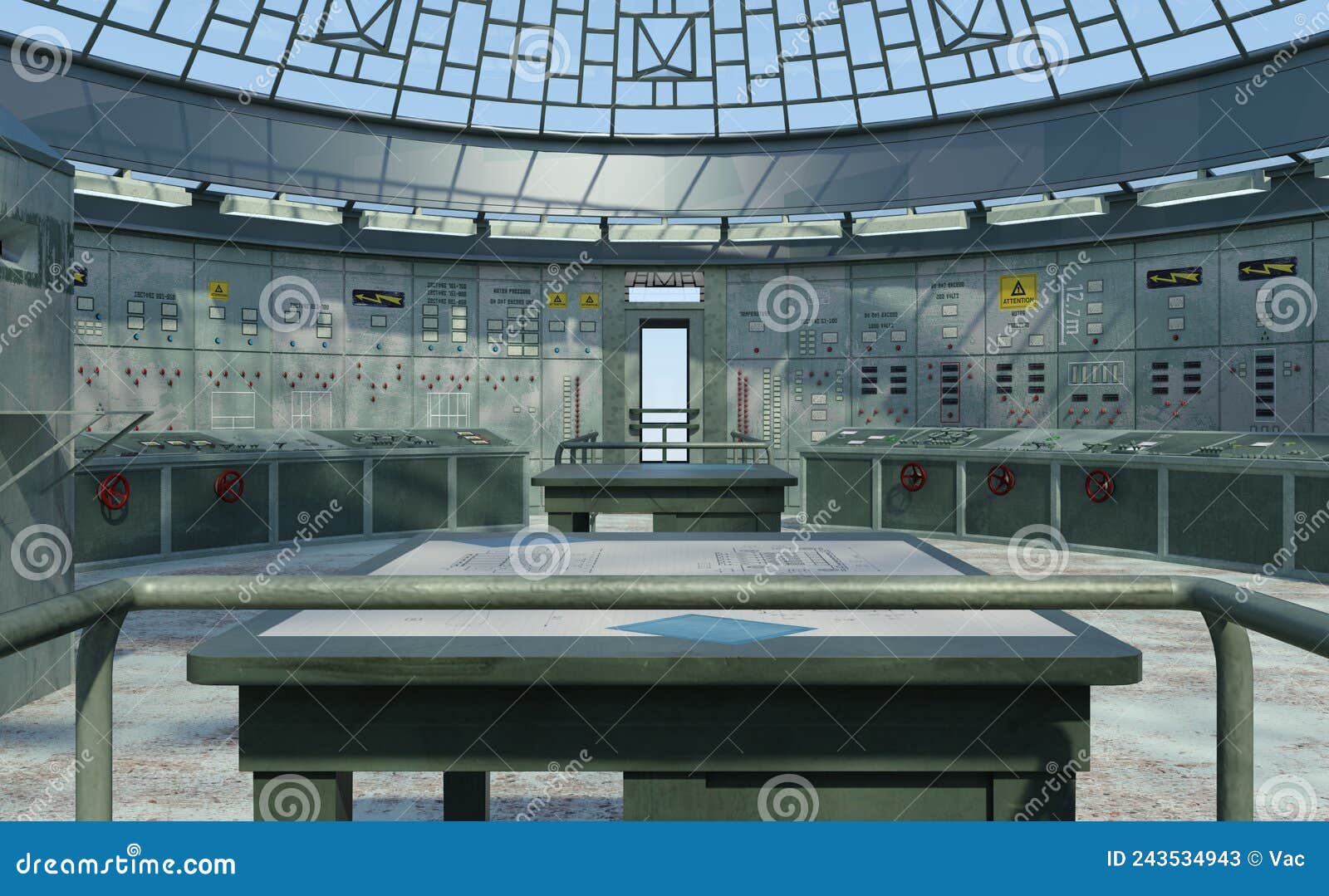 3D Rendering Nuclear Power Plant Control Room Stock Illustration ...