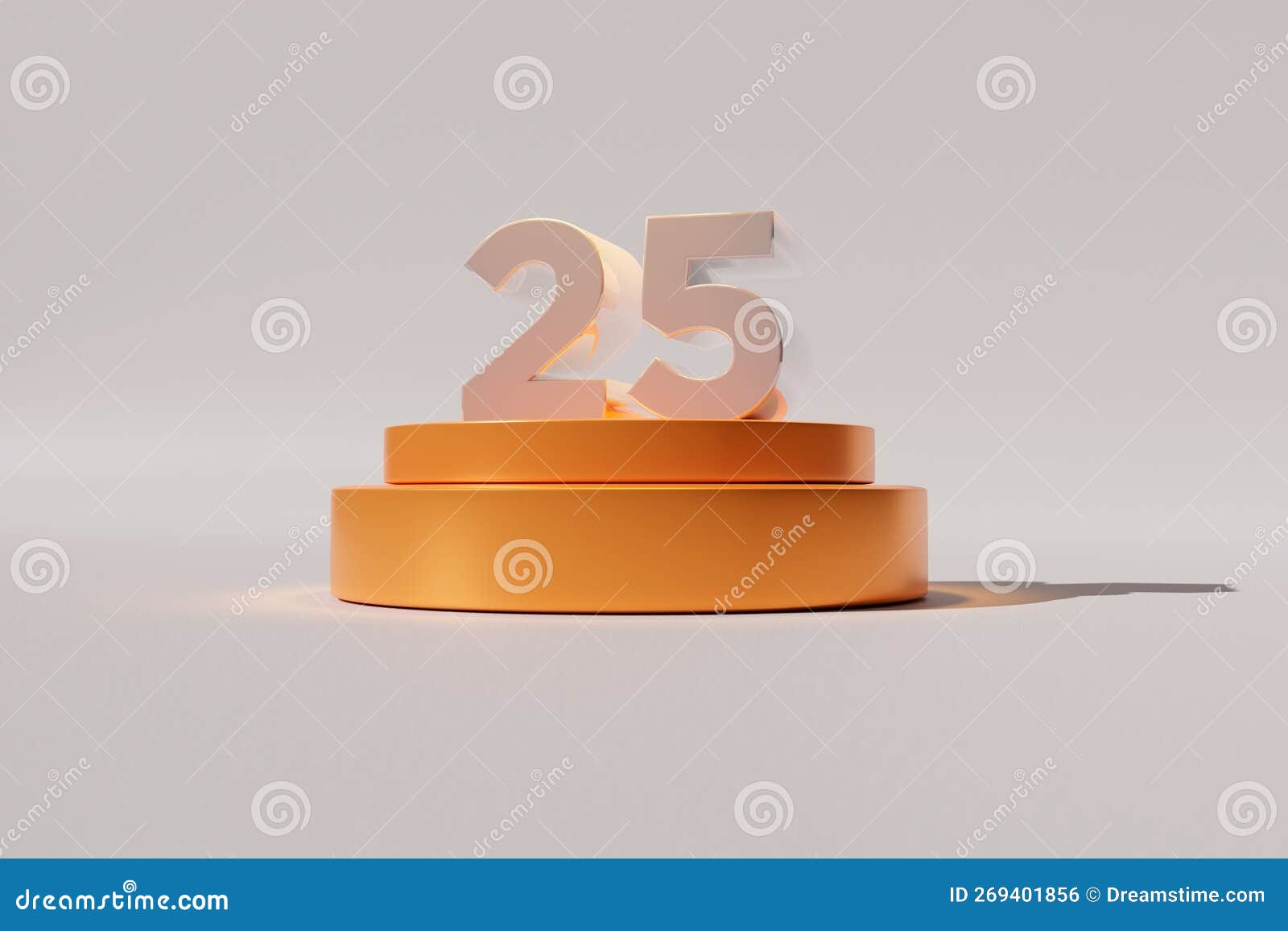 3D Rendering of Number 25 on Golden Stage Stock Illustration ...