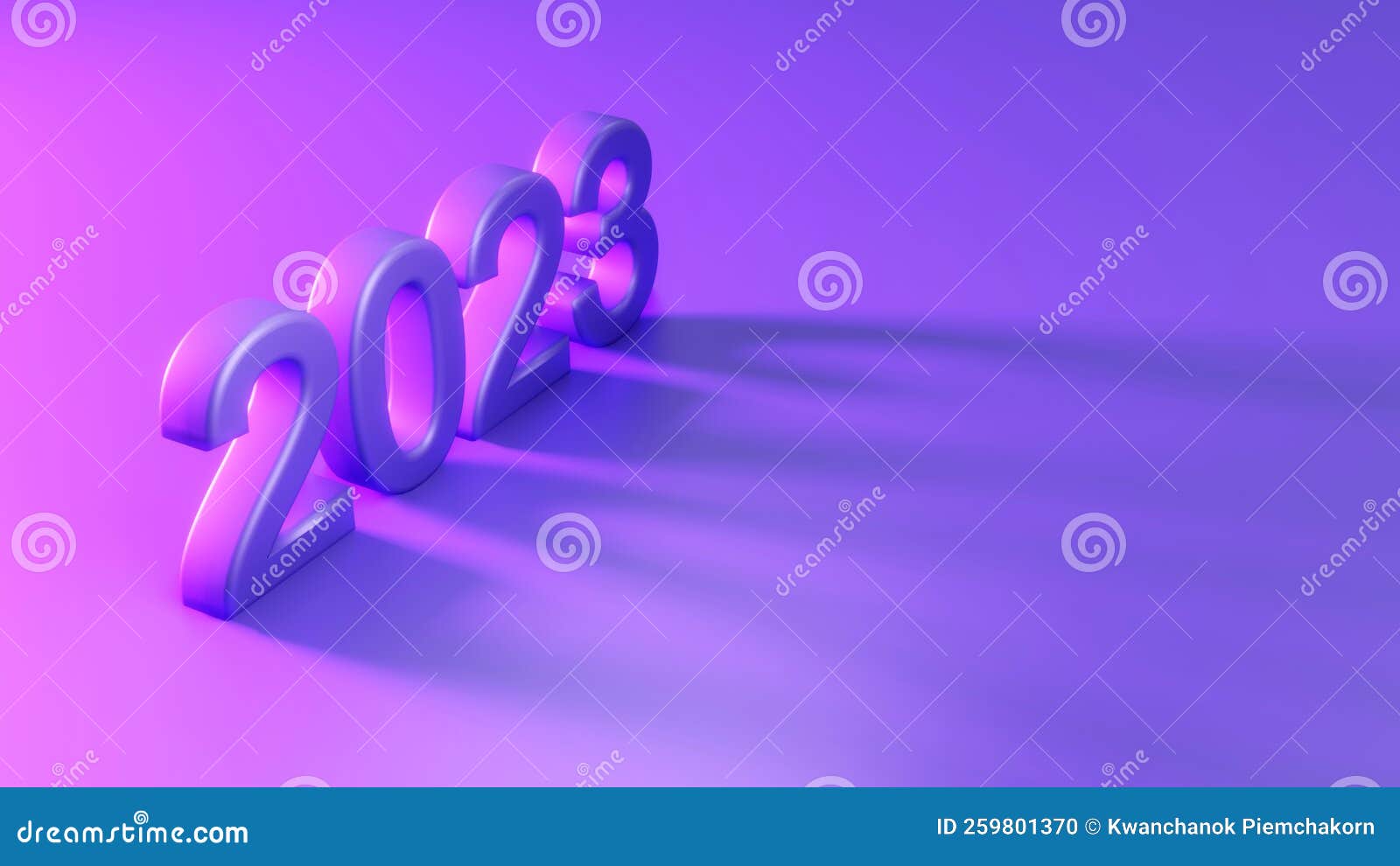 3D Rendering of 2023 Number Happy New Year in Abstract Neon Light ...