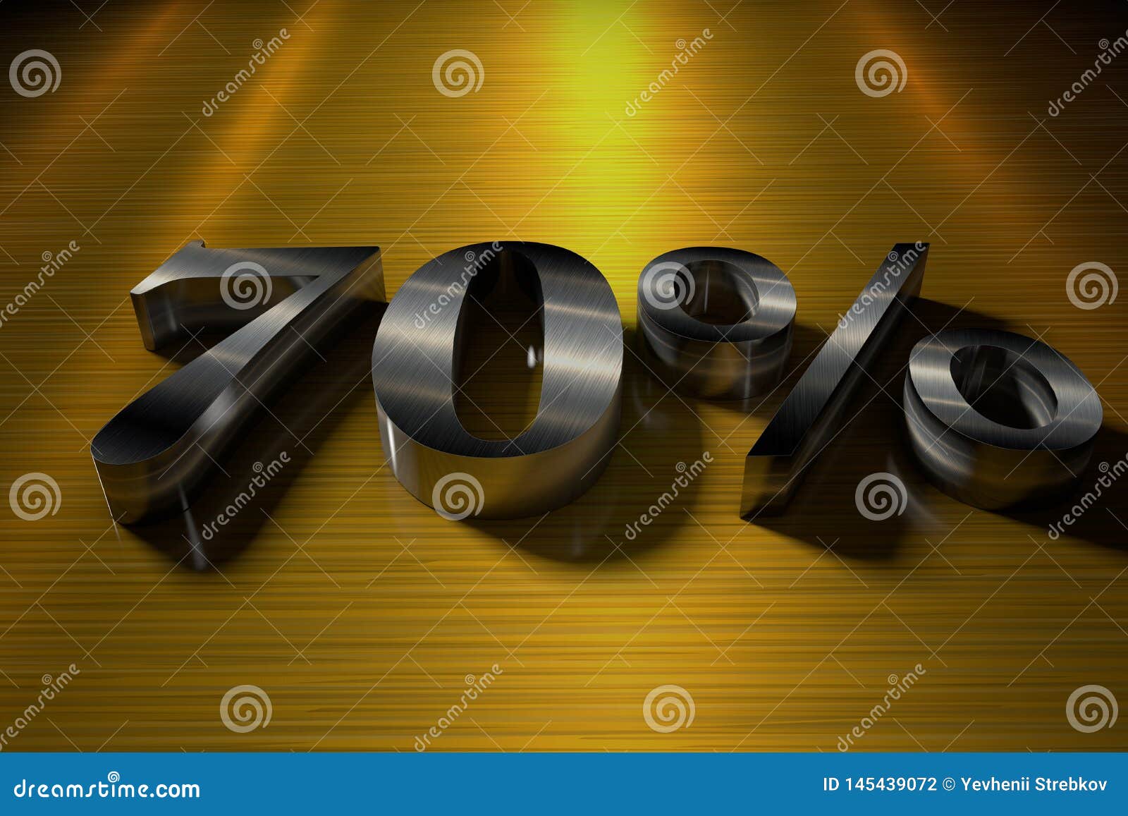3D Rendering Number 70 with a Metal Texture Stock Illustration ...