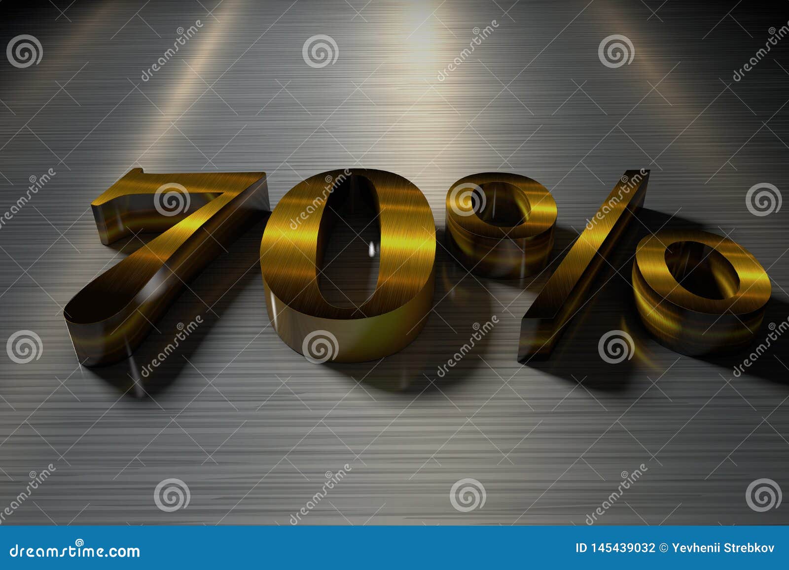 3D Rendering Number 70 with a Metal Texture Stock Illustration ...