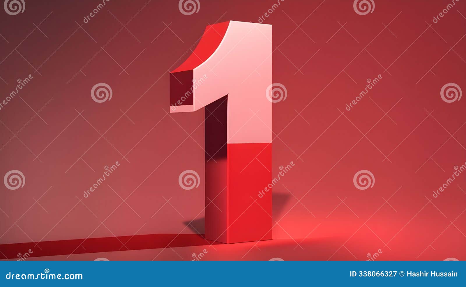 3D Number One Red Gradient Minimalist Design Stock Illustration ...