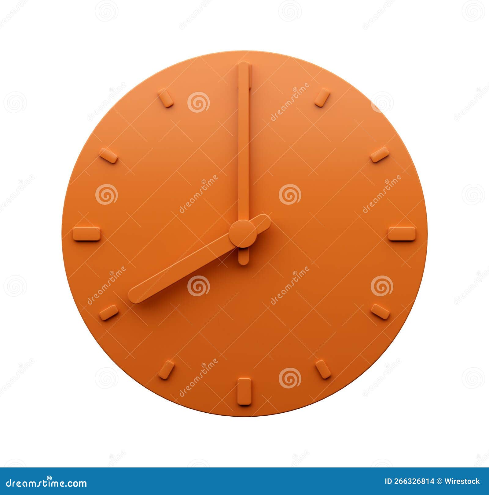 3D Rendering of 8:00 O Clock on an Orange Clock Isolated on a White ...