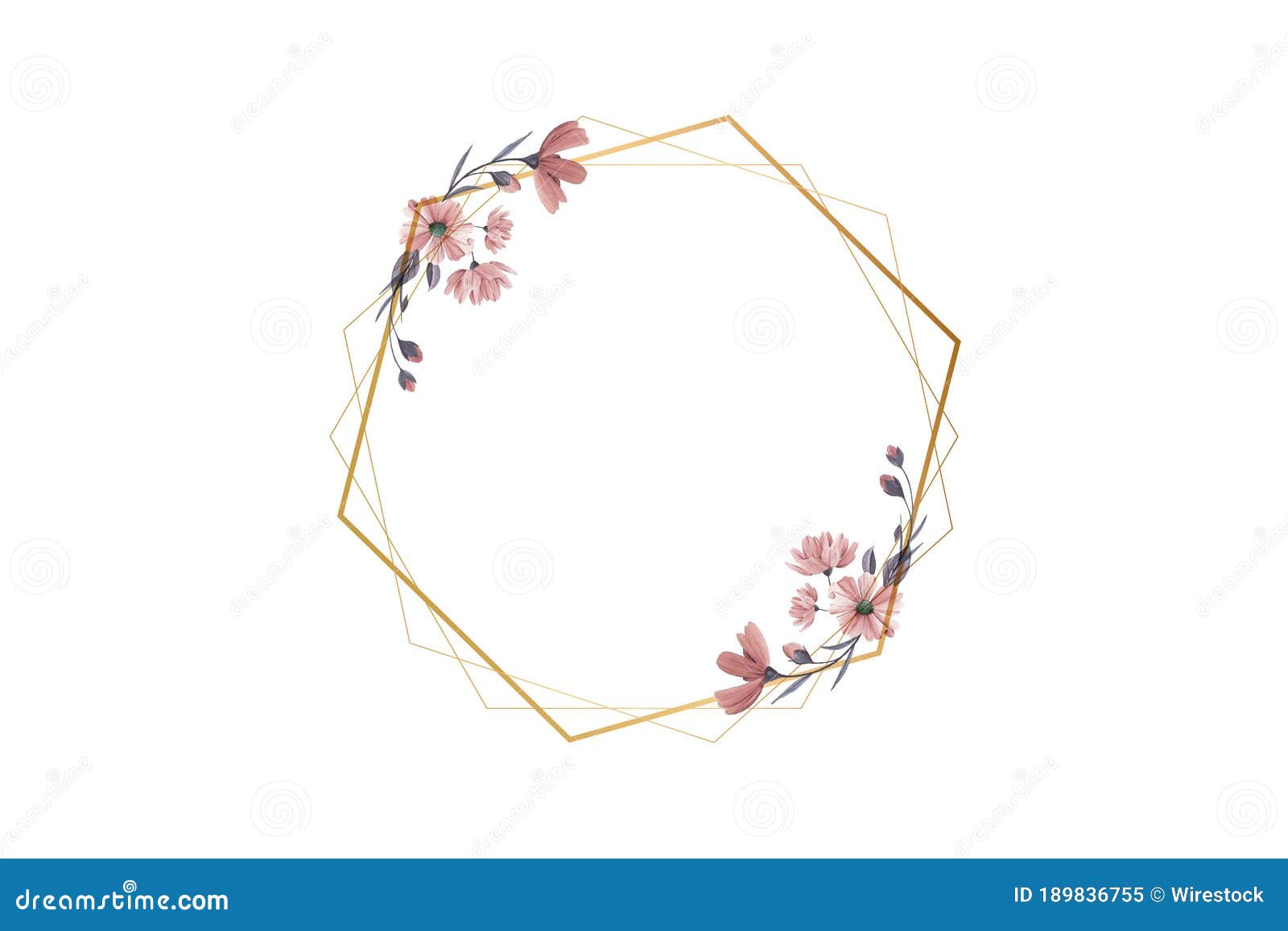3D Rendering of an Octagon-shaped Ornament with Pink Flowers Isolated ...