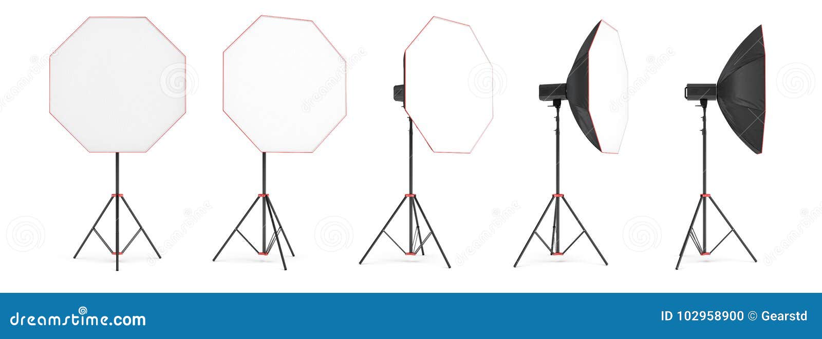 3d Rendering of an Octobox Lighting Set on a Stand in Different Angles ...