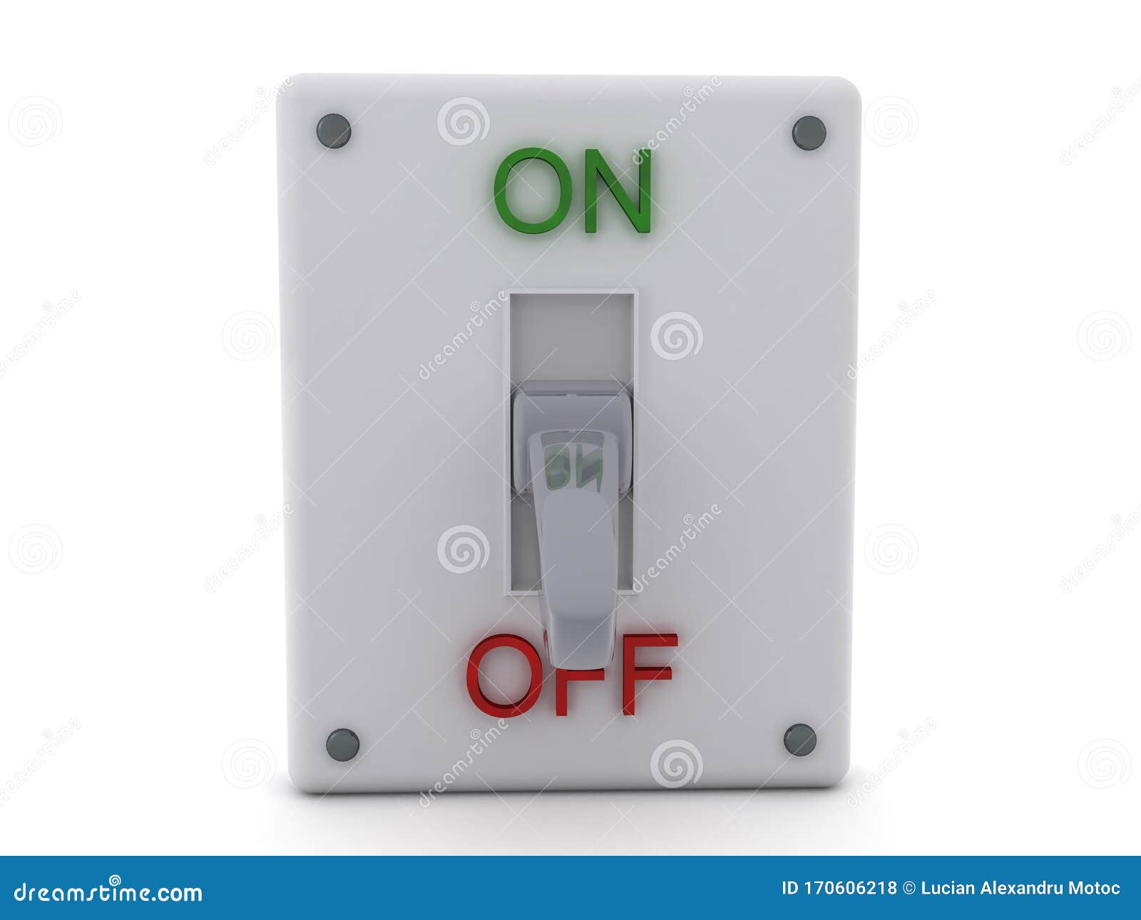 3D Rendering of on OFF Switch Button Switched Off Stock Illustration ...