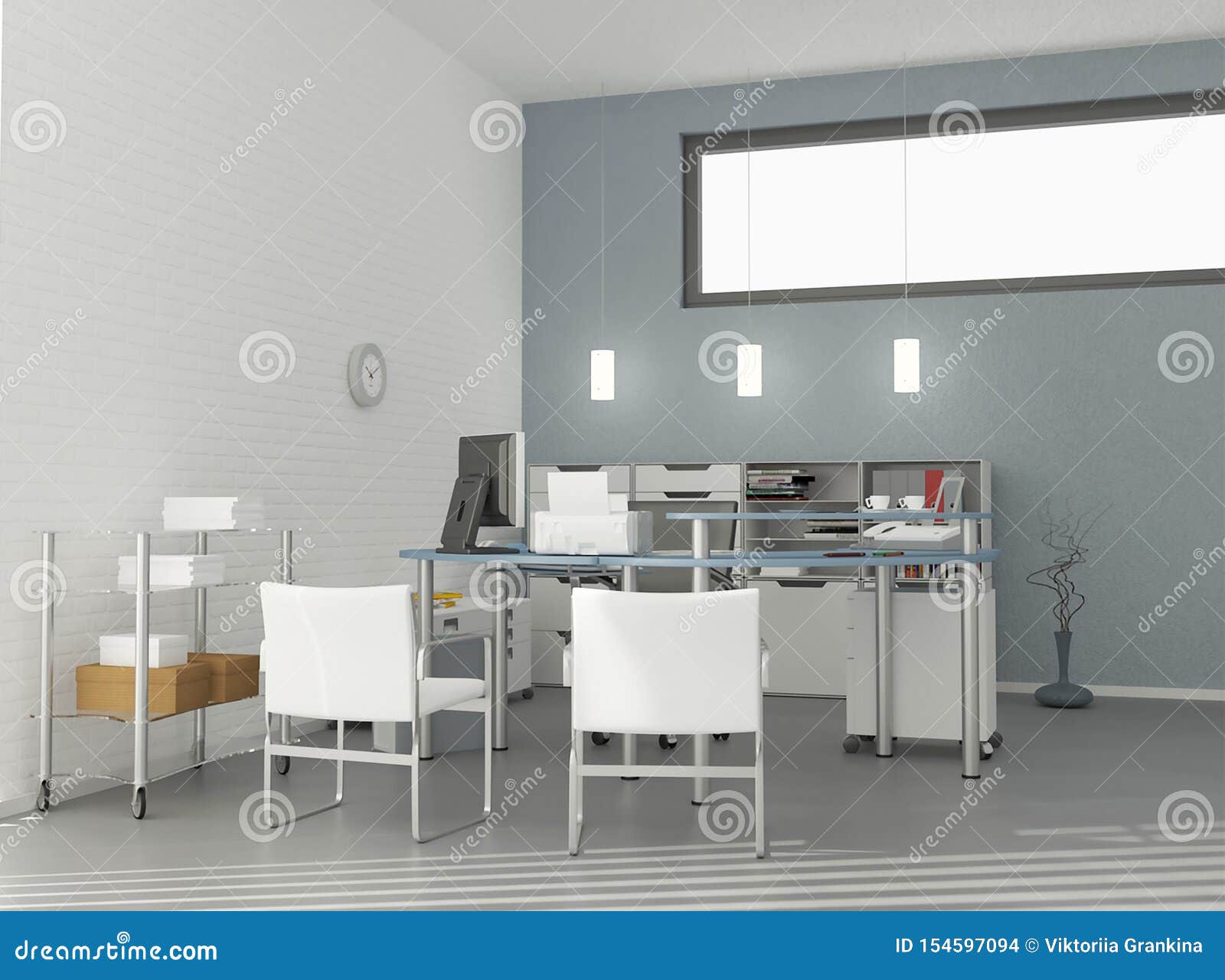 3d Rendering of Office Interior Design Stock Illustration ...