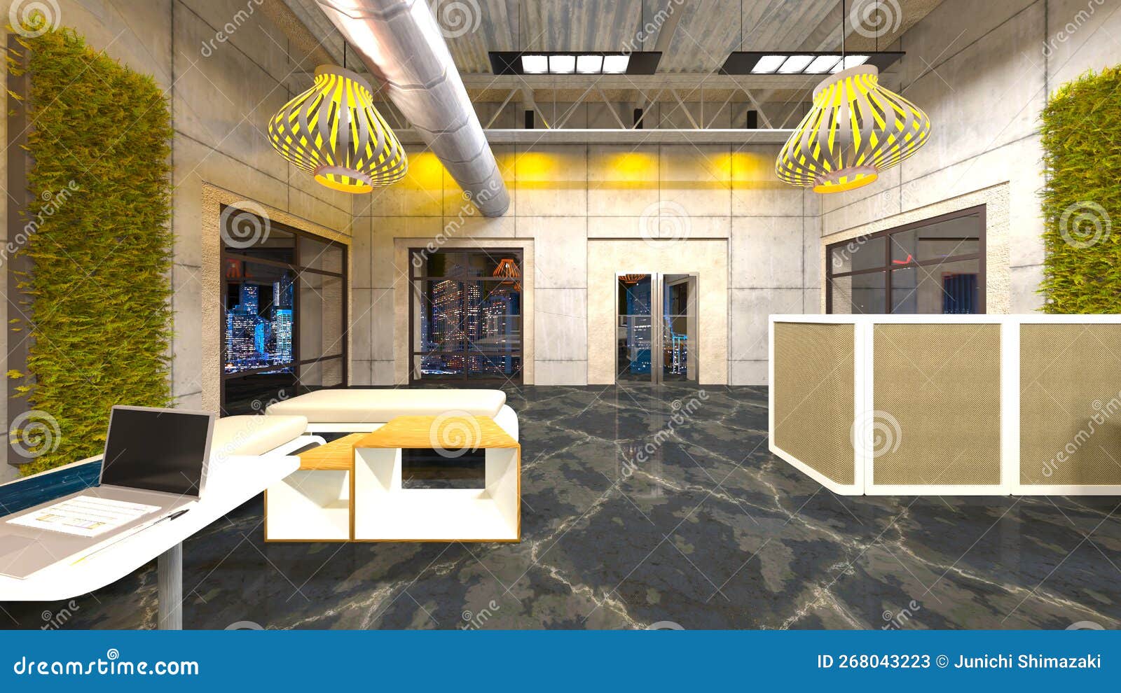 3D Rendering of the Office Space Stock Illustration - Illustration of ...