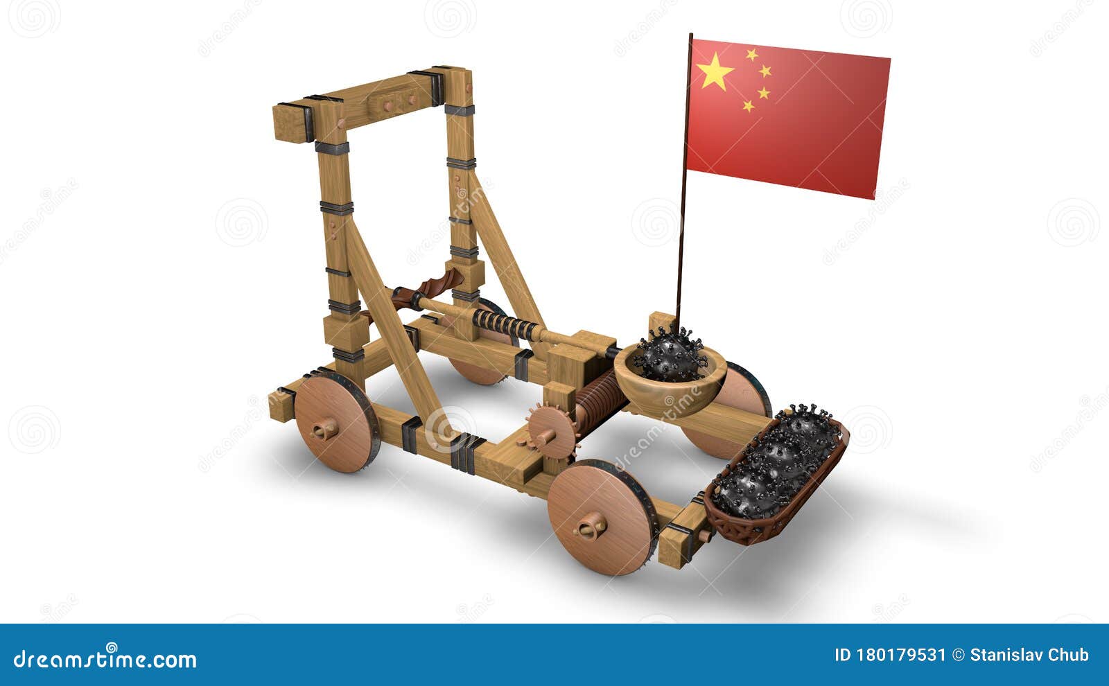 3D Rendering of an Old Catapult with an Iron Shell in the Form of the ...