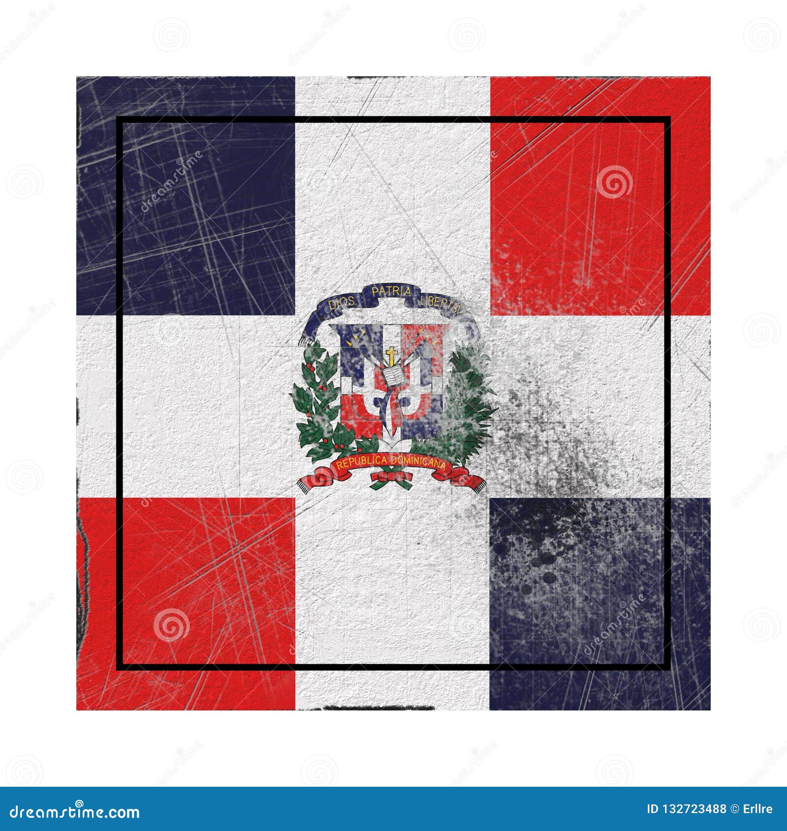 Dominican Republic Flag in Concrete Square Stock Illustration ...