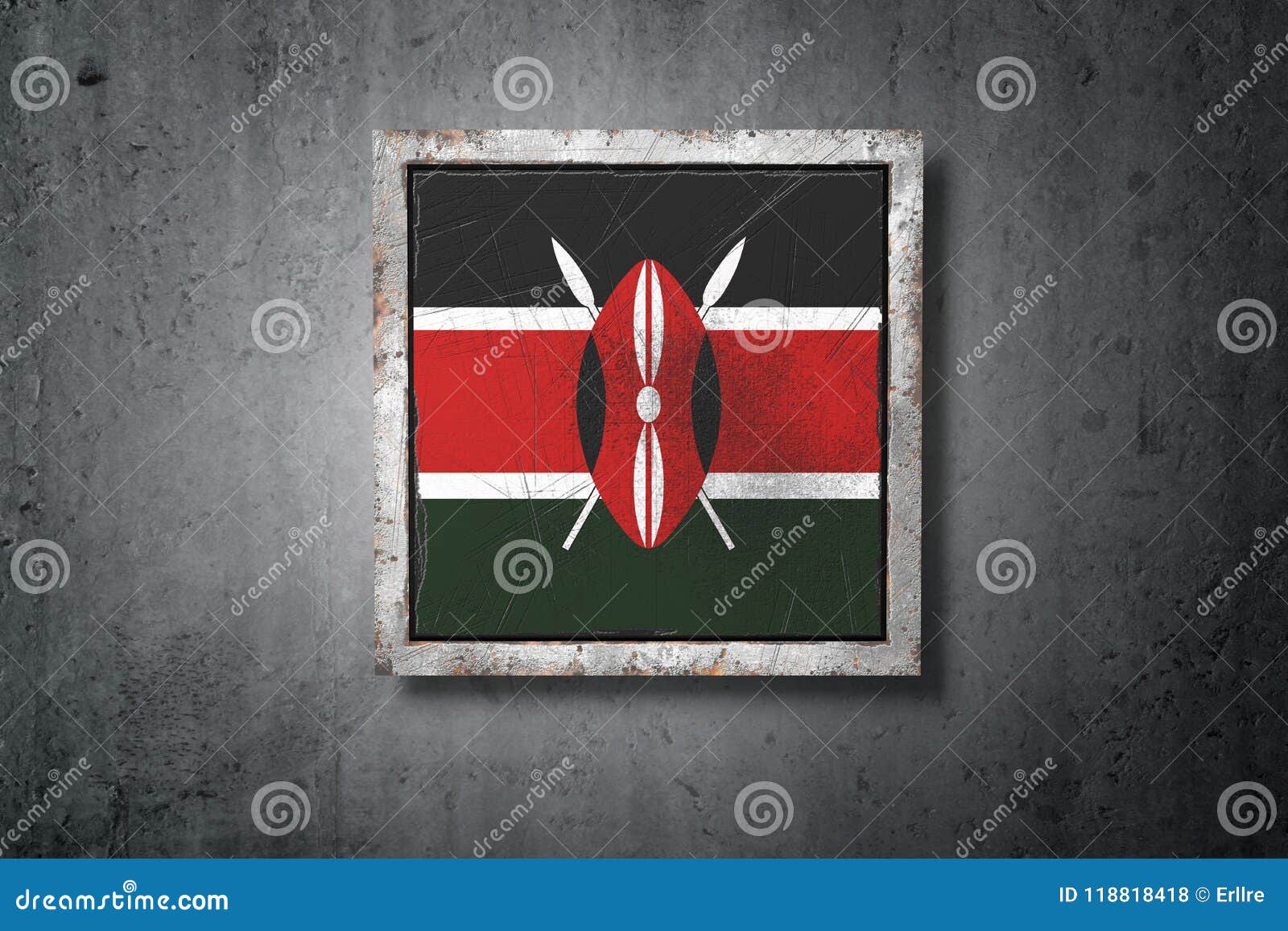 Kenya Flag in Concrete Wall Stock Illustration - Illustration of nation ...