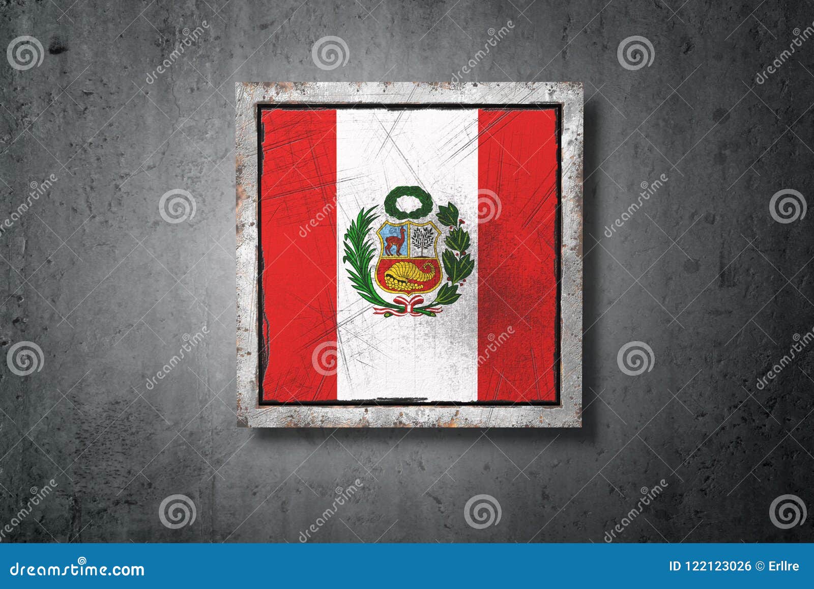Peru flag in concrete wall stock illustration. Illustration of peru ...