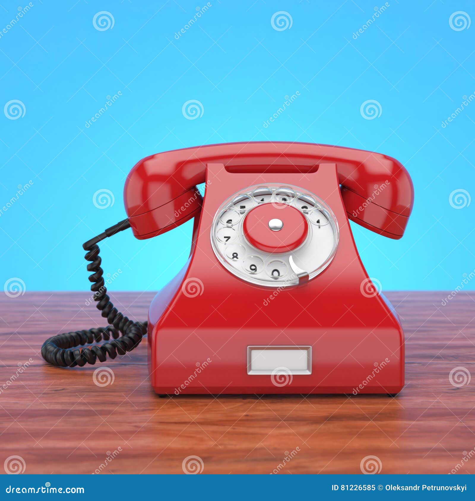 3D rendering old red phone stock illustration. Illustration of concept ...