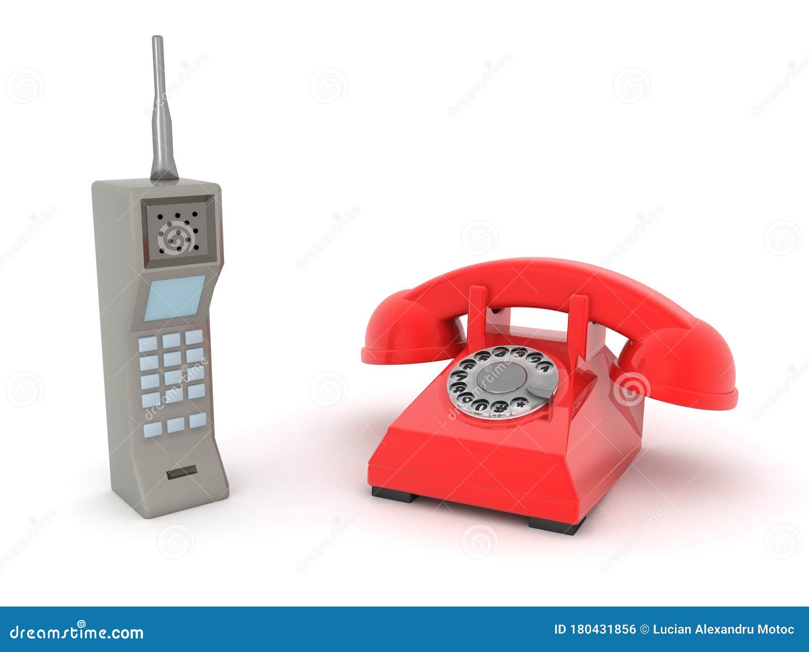 3D Rendering of Old Retro Telephones Stock Illustration - Illustration ...