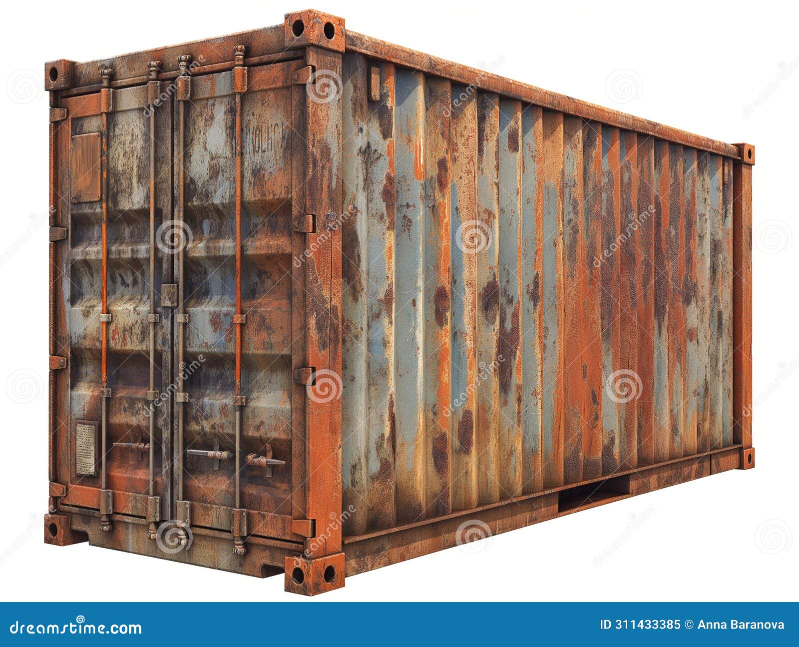 3d Rendering of an Old Rusty Shipping Container Stock Illustration ...