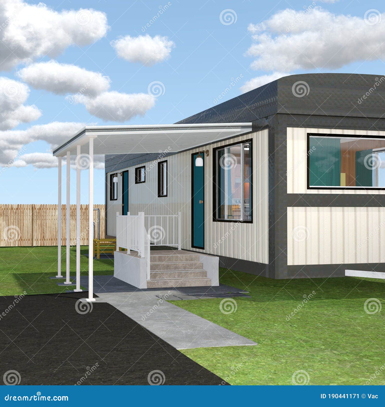 3D Rendering Mobile Home Trailer Stock Illustration - Illustration of ...