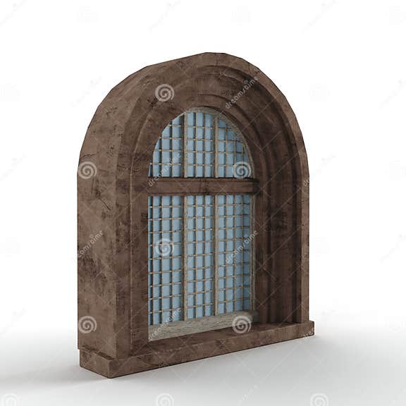 3D Rendering of Old-style Stone Windows on a White Background Stock ...