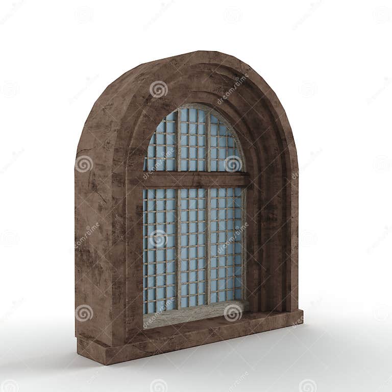 3D Rendering of Old-style Stone Windows on a White Background Stock ...