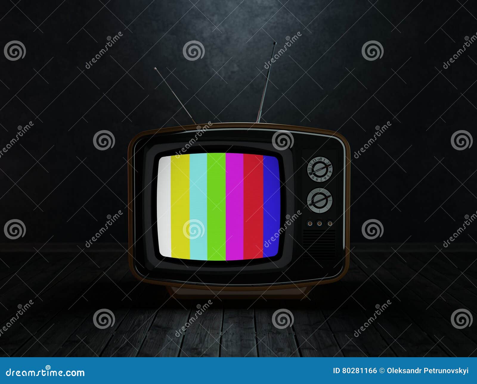 3D rendering old tv stock illustration. Illustration of channel - 80281166