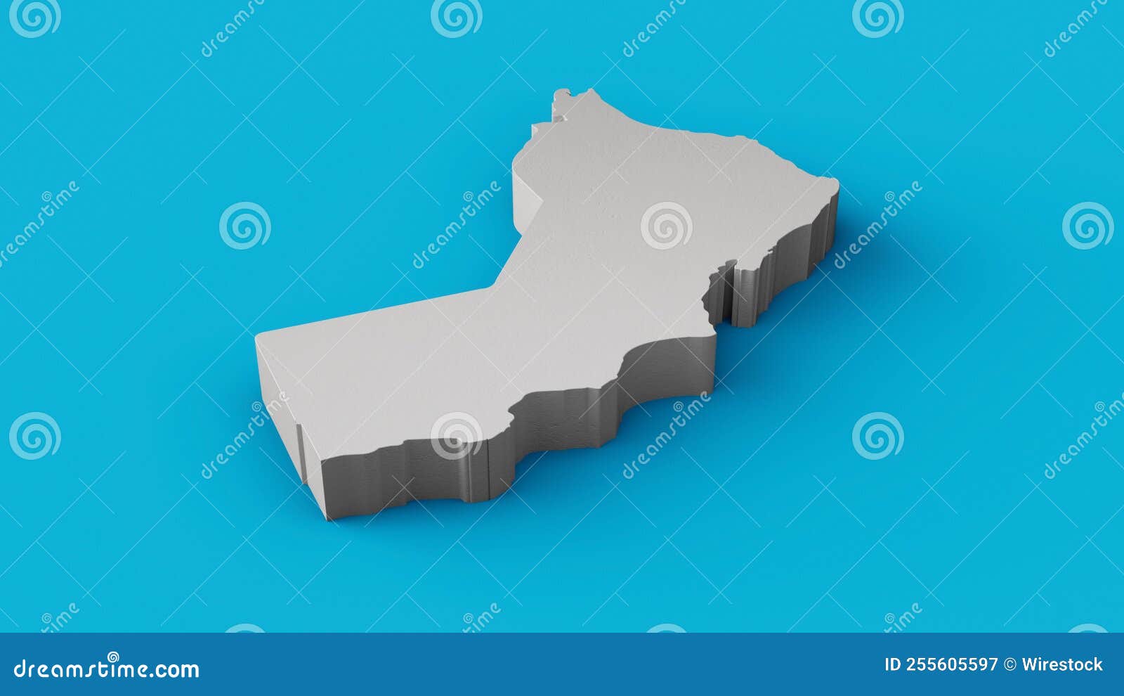 3D Rendering of the Oman-shaped Map on a Blue Background Stock ...