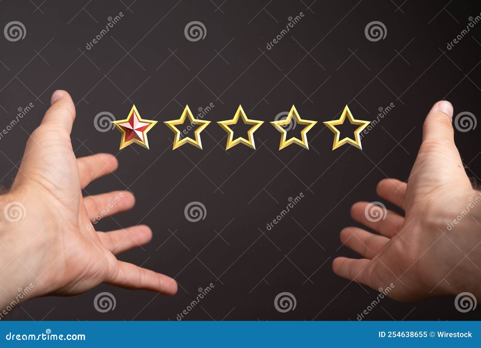 3D Rendering of One Star Rating in Hands Stock Illustration ...