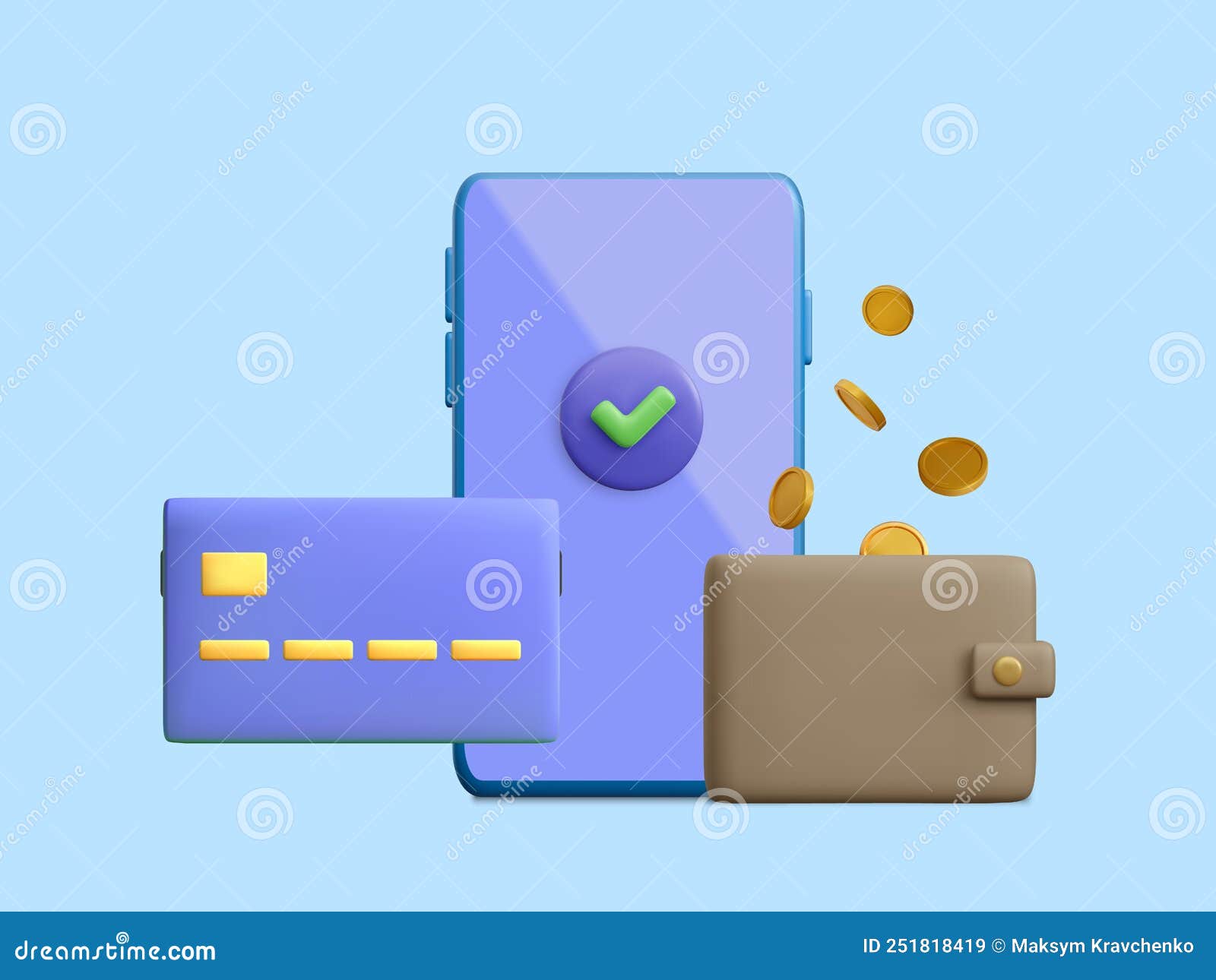 3D Rendering Online Mobile Money Transfer. Mobile Banking Concept ...