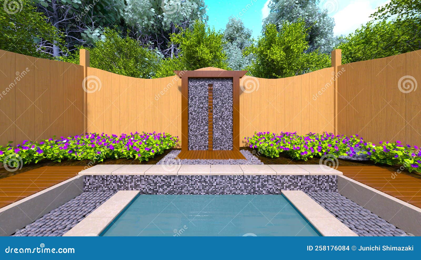 3D Rendering of the Open-air Bath Stock Illustration - Illustration of ...