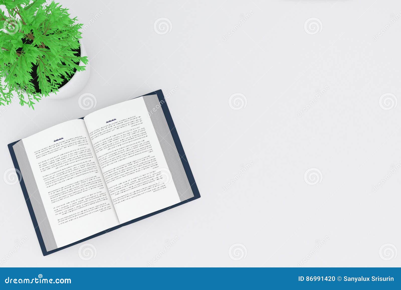 3D Rendering of an Open Book on a Table Stock Illustration ...