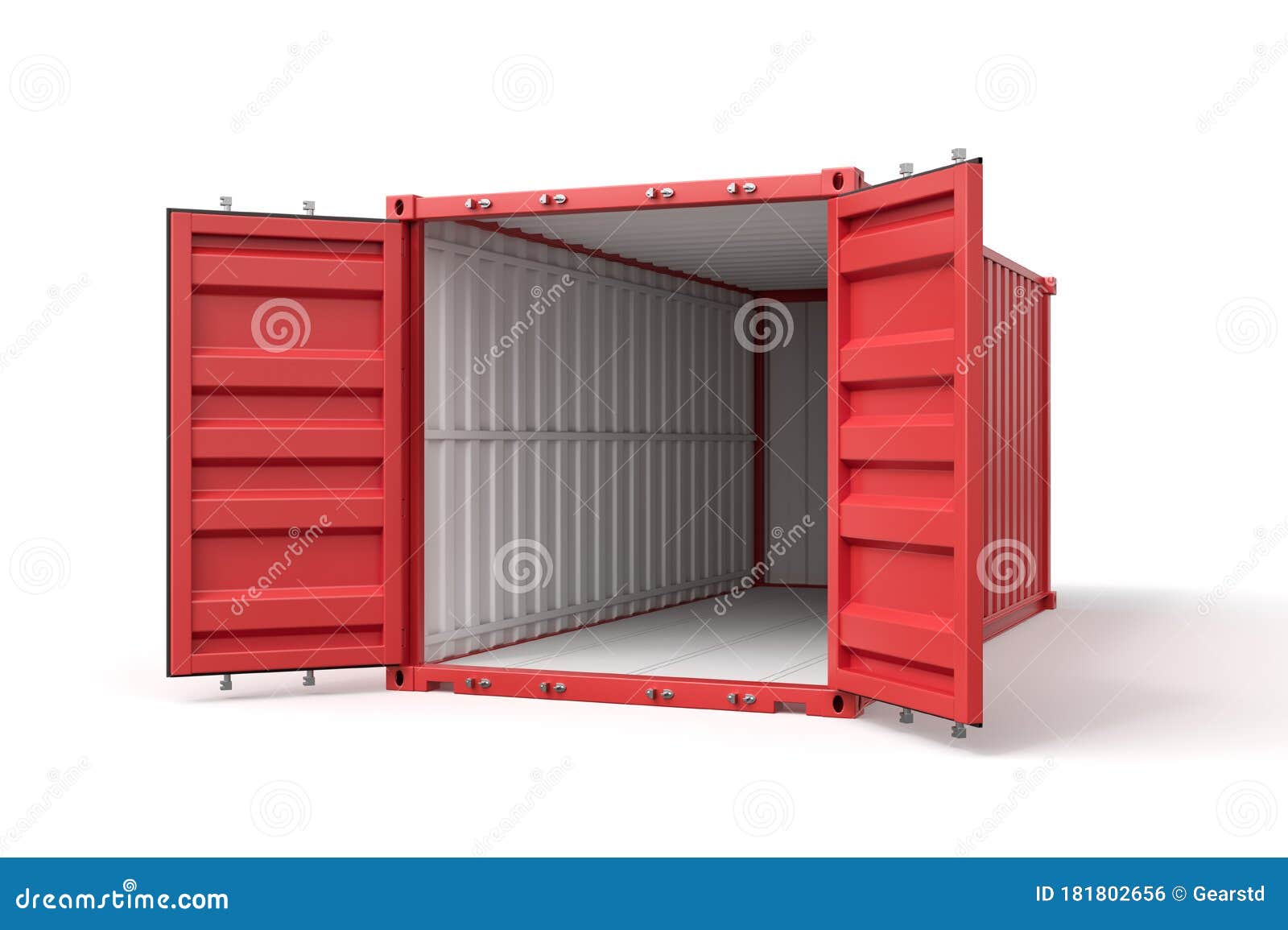3d Rendering of Open Red Shipping Container Isolated on White ...