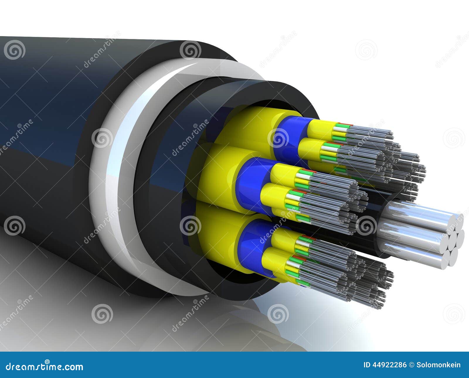 3d Rendering of an Optic Fiber Cable Stock Illustration - Illustration ...